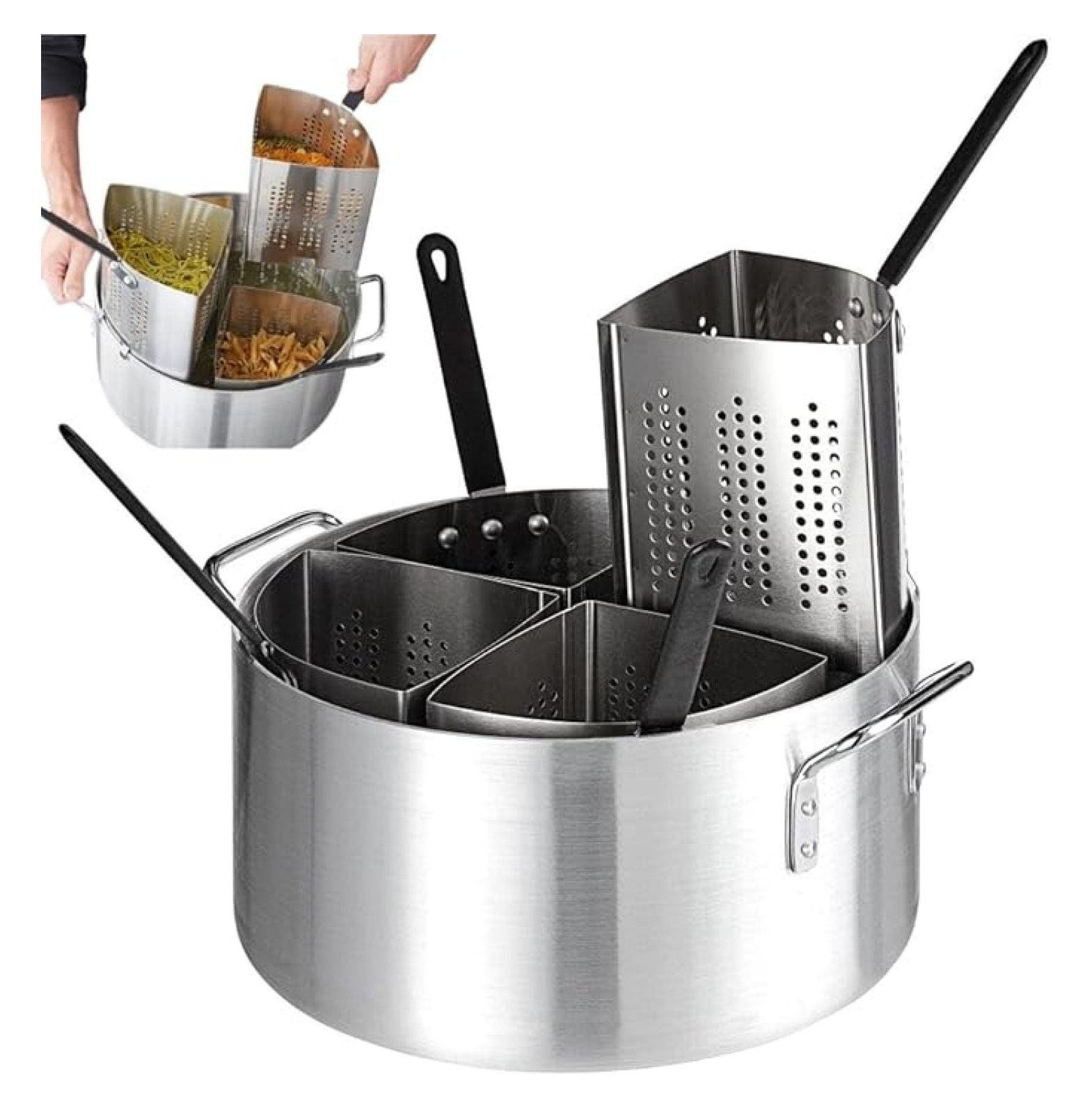 Pasta Cooker Set 5-Piece - 20 Qt Aluminum Pot with 5 Qt Stainless Steel ...