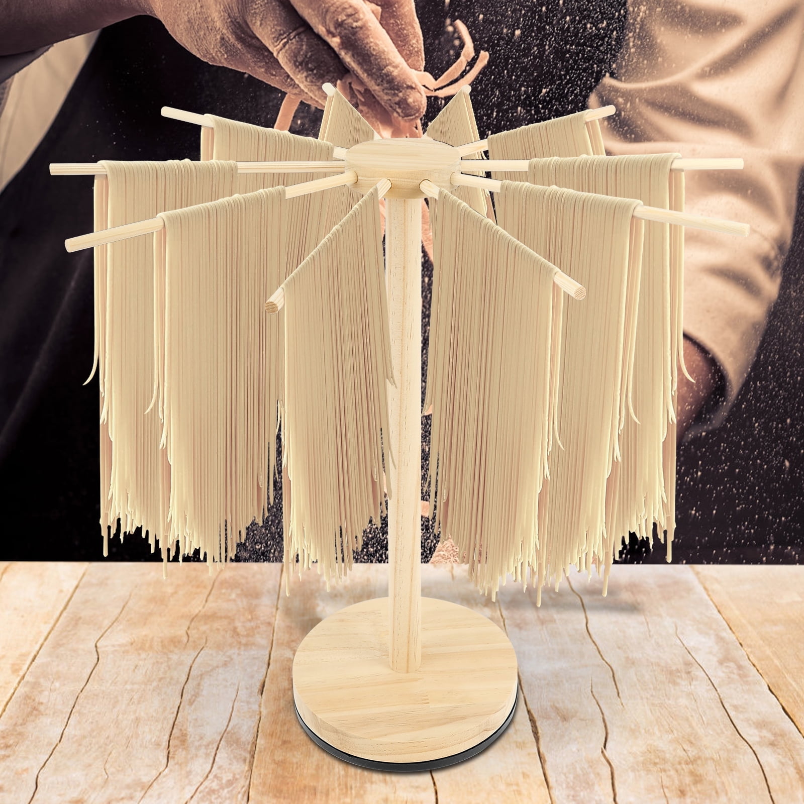 Pasta Drying Rack, 10-Arm Large Wood Pasta Rack for Fresh Pasta Noodle ...