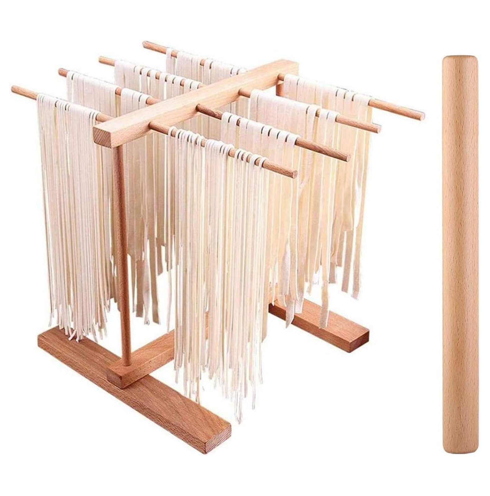 Pasta Drying Rack Collapsible Noodle Stand & Rolling Pin Baking ...