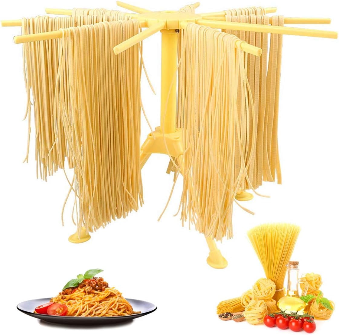 Pasta Drying Rack Noodle Stand with 10 Bar Handles Collapsible ...