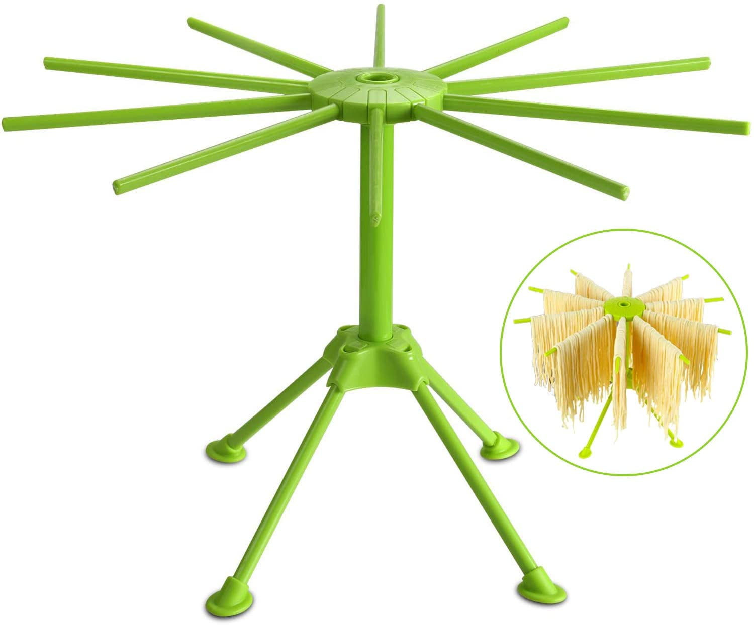 Pasta Drying Rack with 10 Bar Handles, Collapsible Household Noodle ...