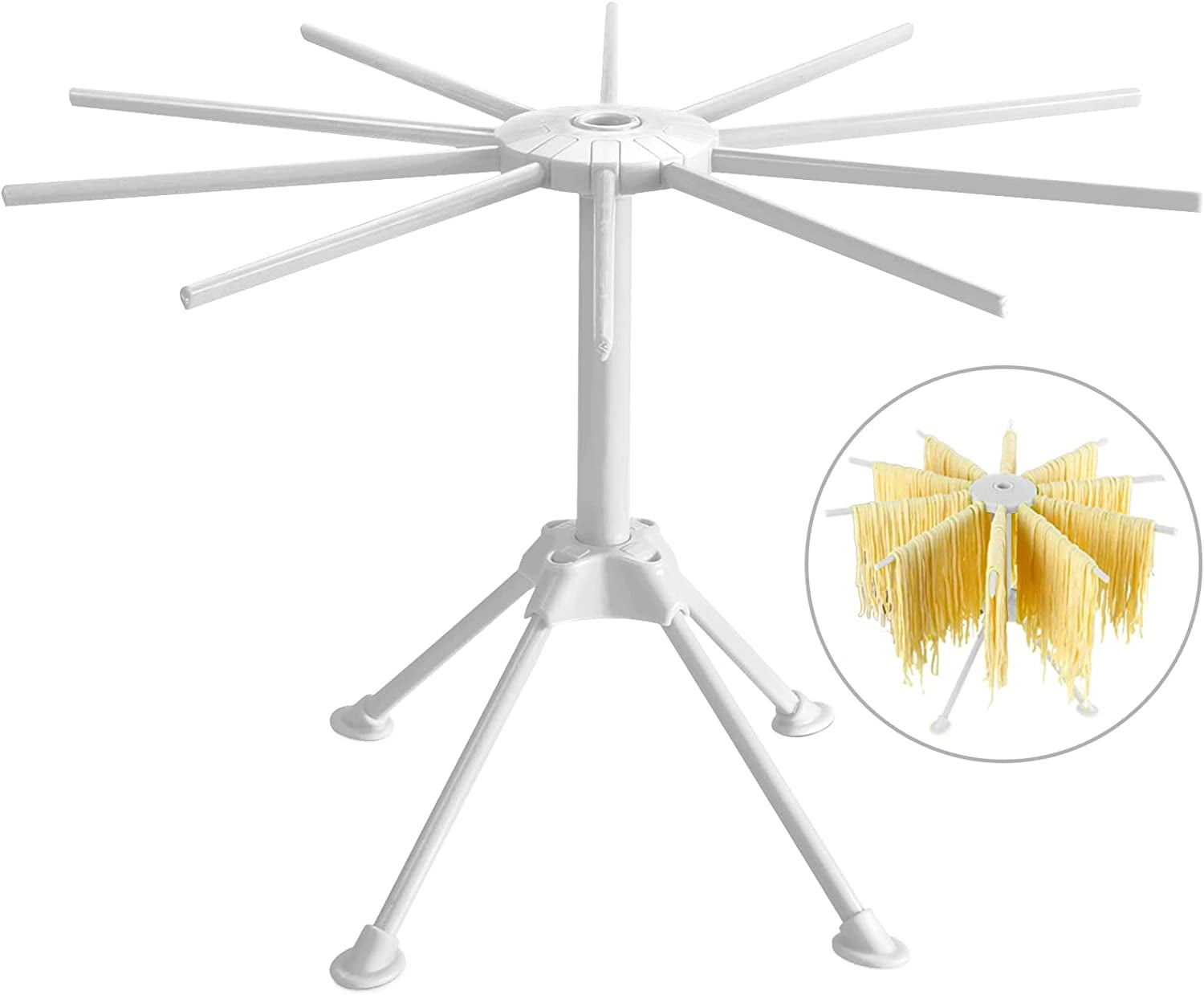 Pasta Drying Rack with 10 Bar Handles, Collapsible Household Noodle ...
