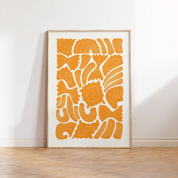 Pasta Food Art Poster, Pasta Food Italian Wall Art Print, Food Kitchen ...