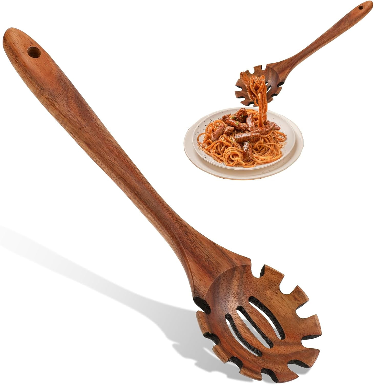 Pasta Fork, Spaghetti Fork Wooden Pasta Spoon, Kitchen Utensils Set Wooden Spoons for Cooking ...