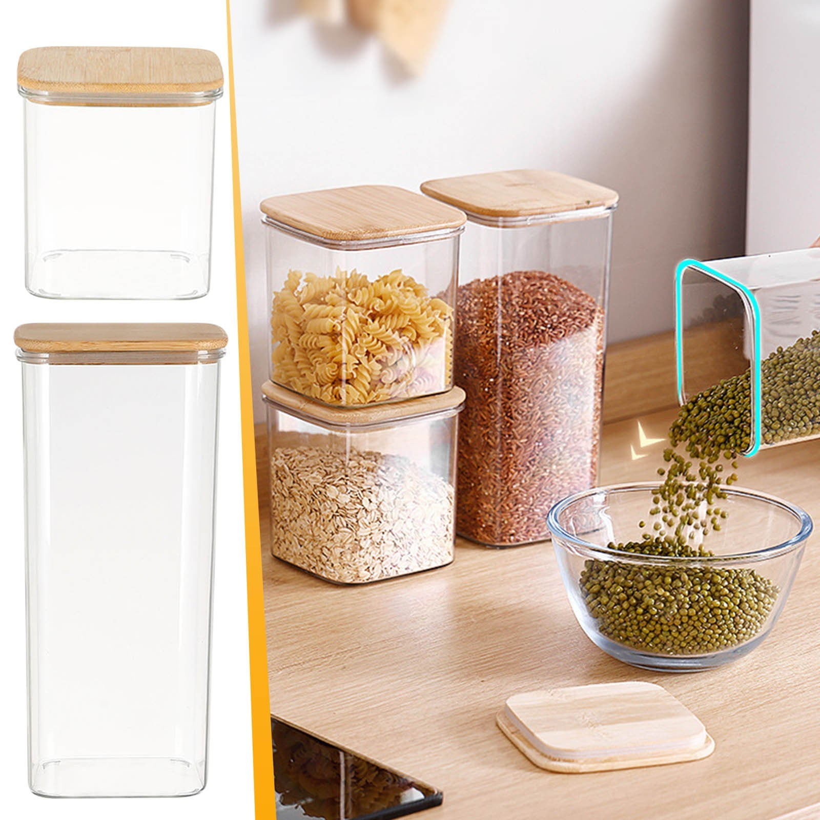 Pasta Jar Storage Container - Clear Airtight Kitchen Pantry Organizer ...