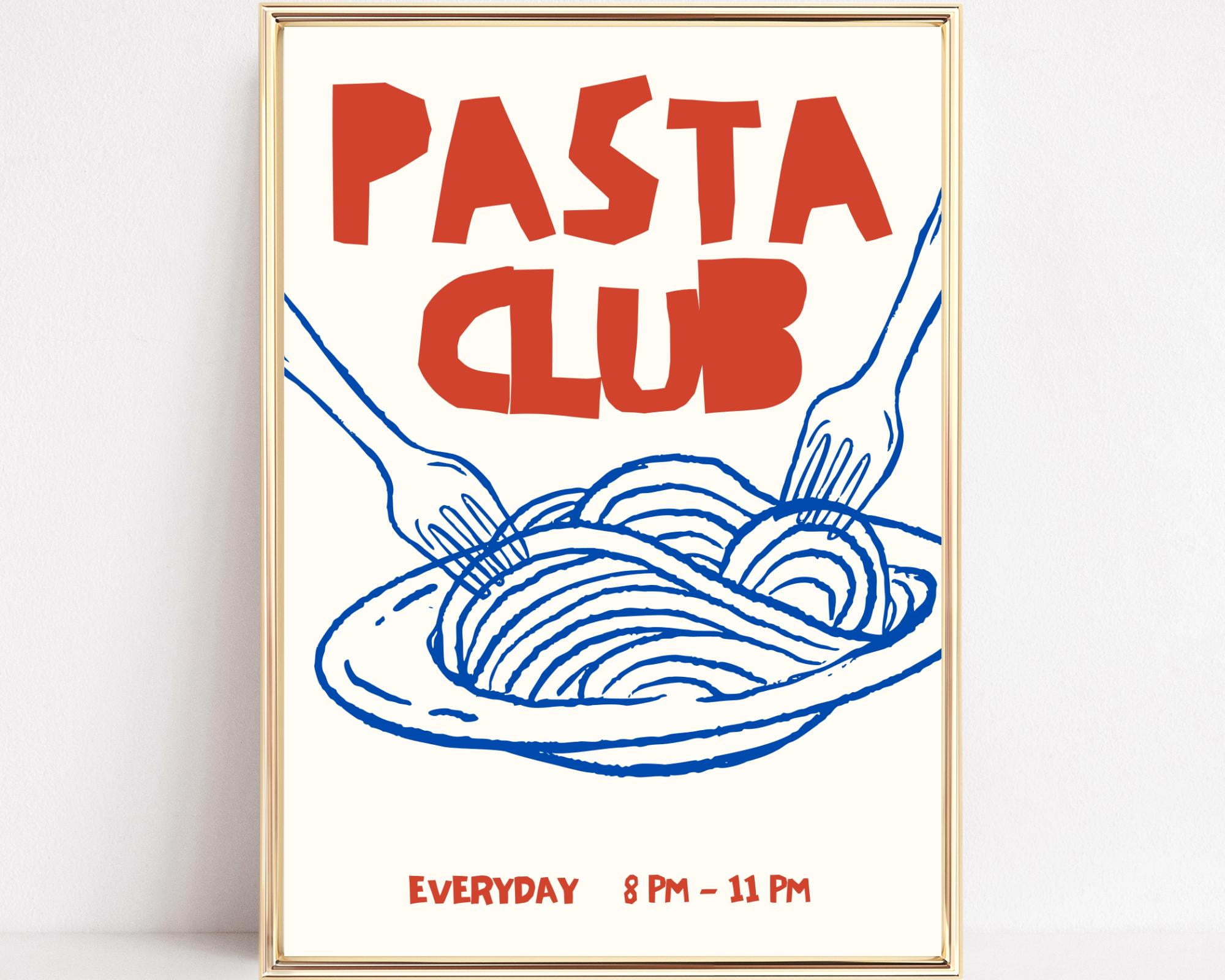 Pasta Kitchen Art Print Spaghetti Lover Dining Retro Food Poster ...