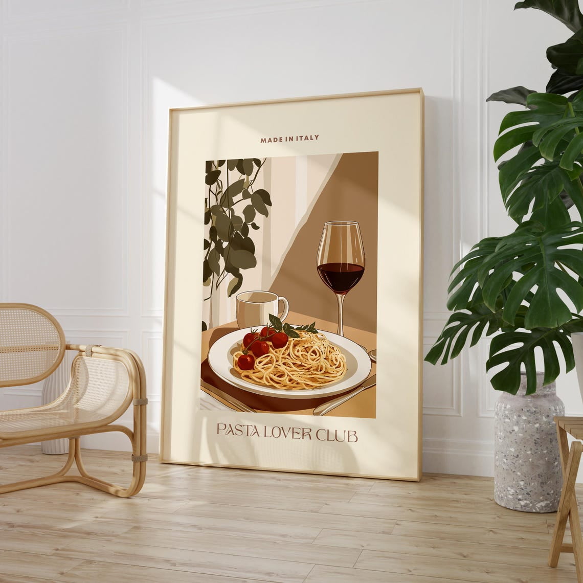 Pasta Lover Club Poster Print, Mocha Mousse Wall Art Italian Food ...