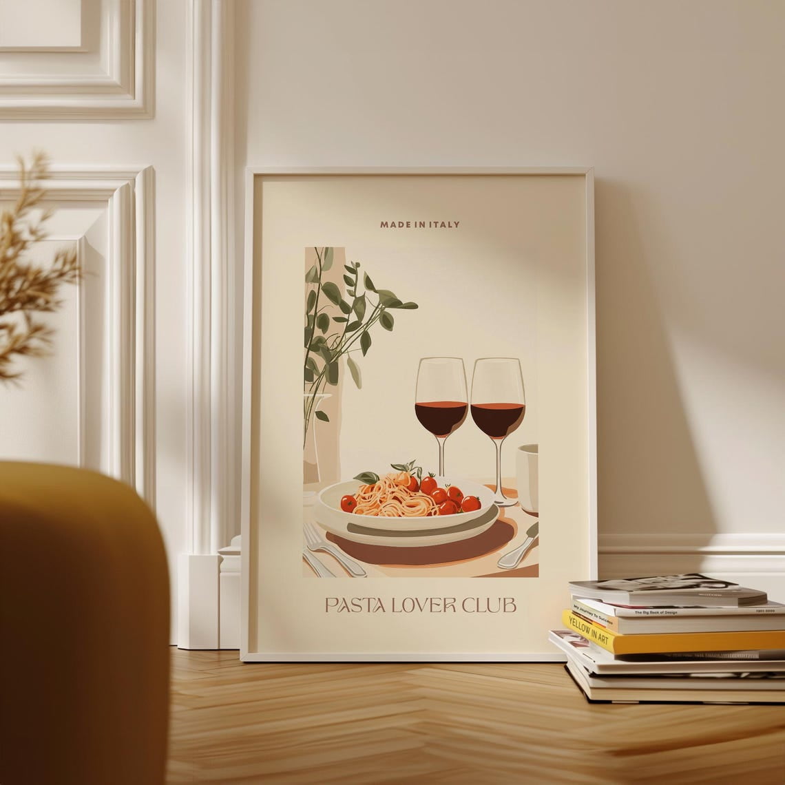 Pasta Lover Club Poster Print, Mocha Mousse Wall Art Italian Food ...