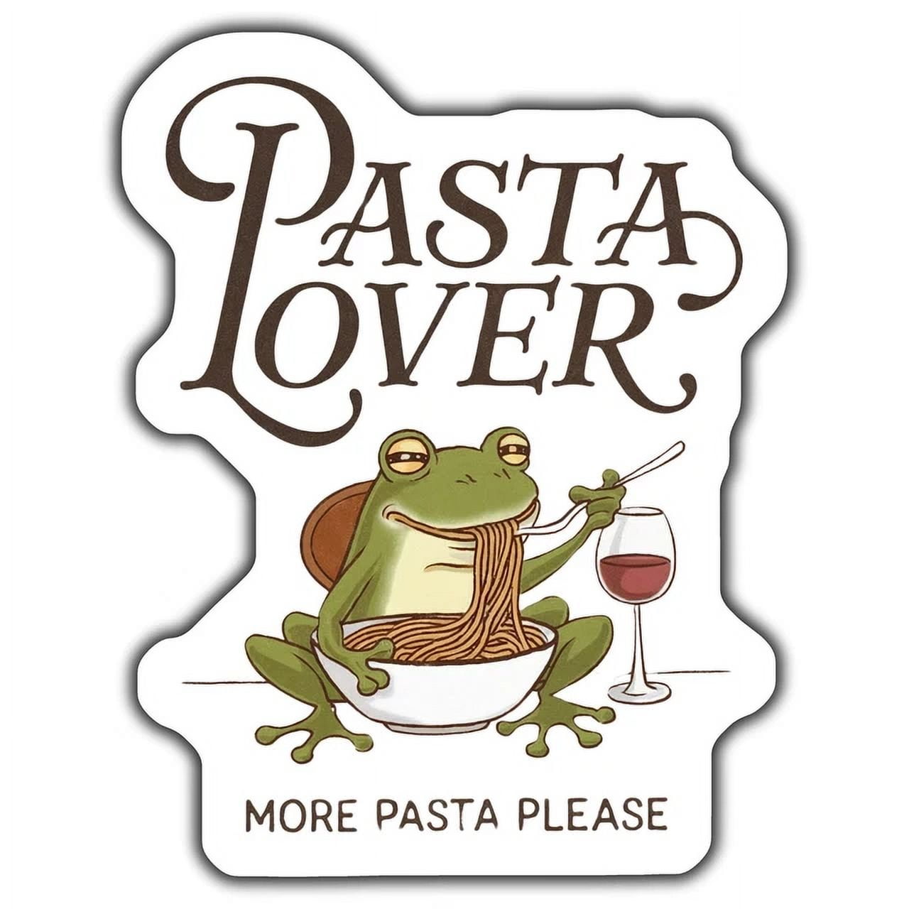 Pasta Lover Sticker, Frog Sticker, More Pasta Please Sticker, Cute Food ...