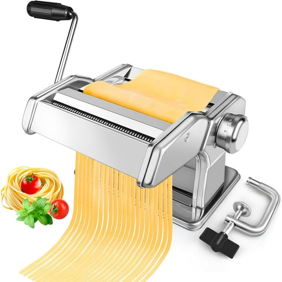 Pasta Maker with 7 Thickness Settings Roller 2-in-1 Cutter Hand Crank ...