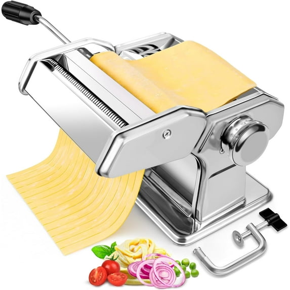 Pasta Maker - 7 Thickness Settings Roller & 2-in-1 Cutter, Stainless ...