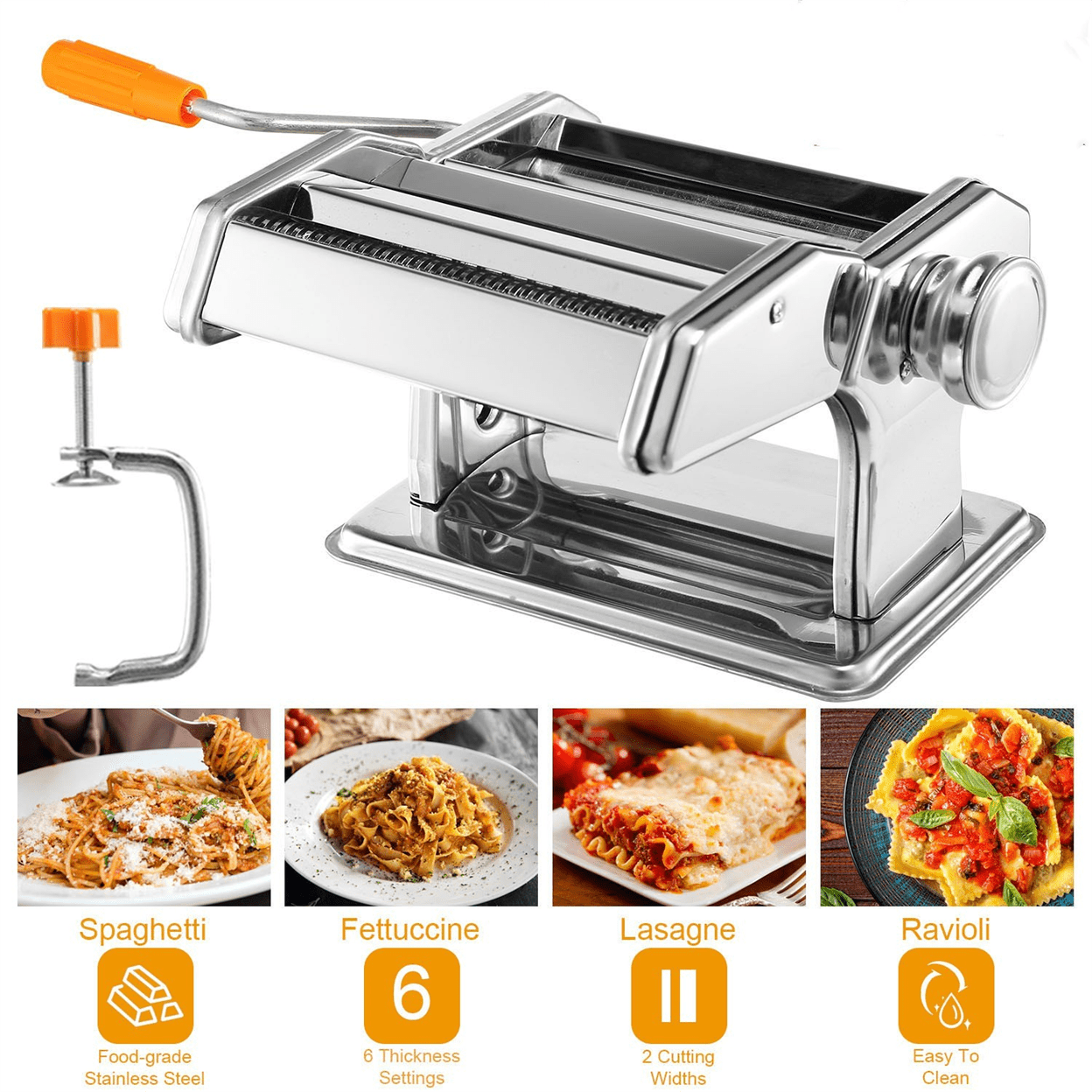 Pasta Maker Machine, 180 Roller Pasta Maker, 9 Adjustable Thickness ...