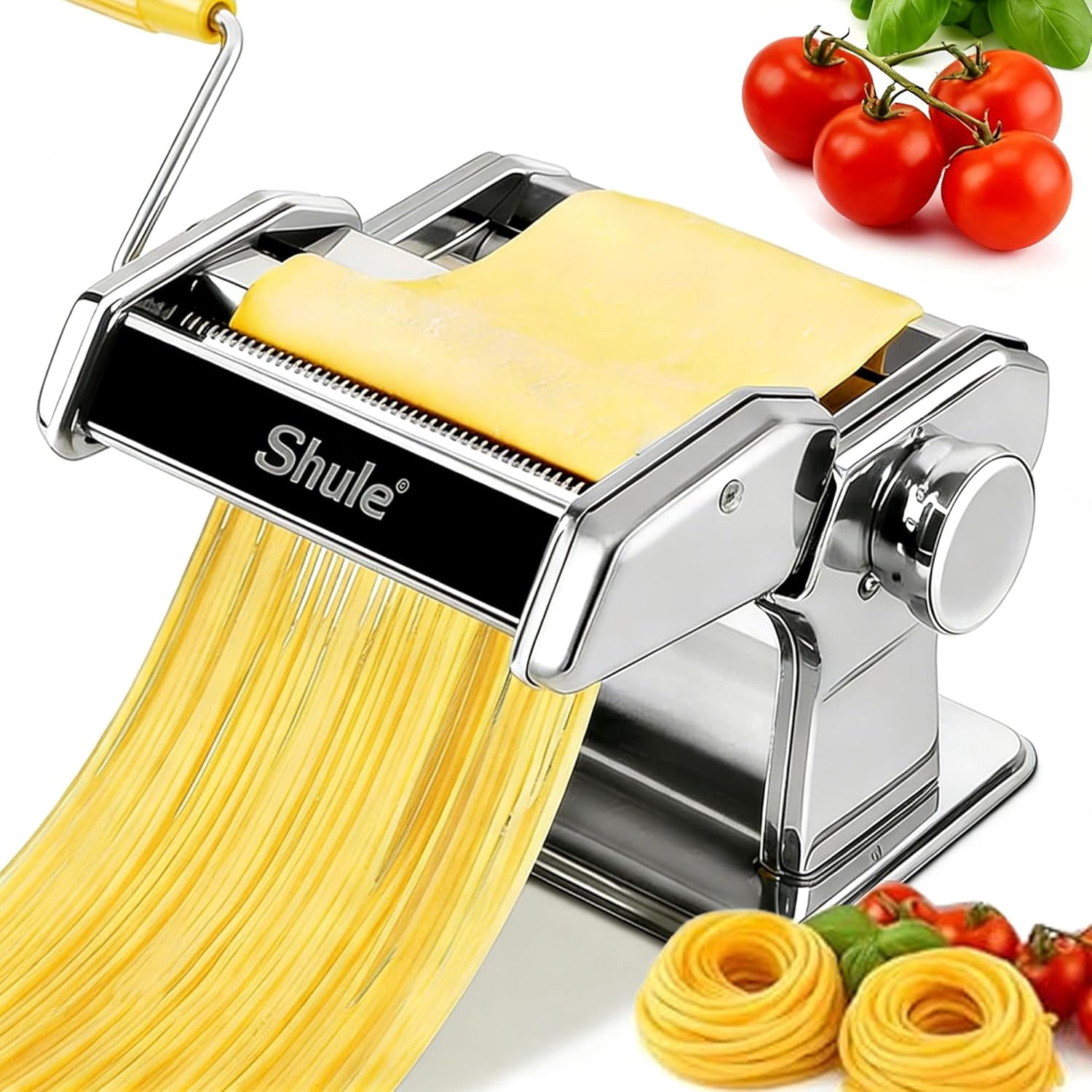 Pasta Maker Machine With 7 Adjustable Thickness Settings, Stainless ...