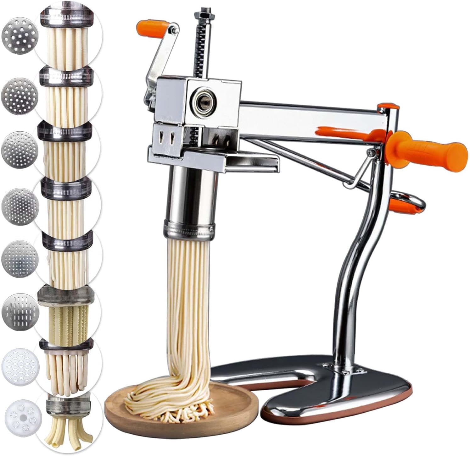 Pasta Maker Machine | Noodle Maker, Steel Press with 8-Mold for Home ...