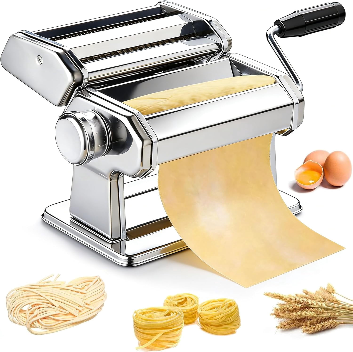 Pasta Maker, Stainless Steel Machine Manual Roller Maker with 9 ...
