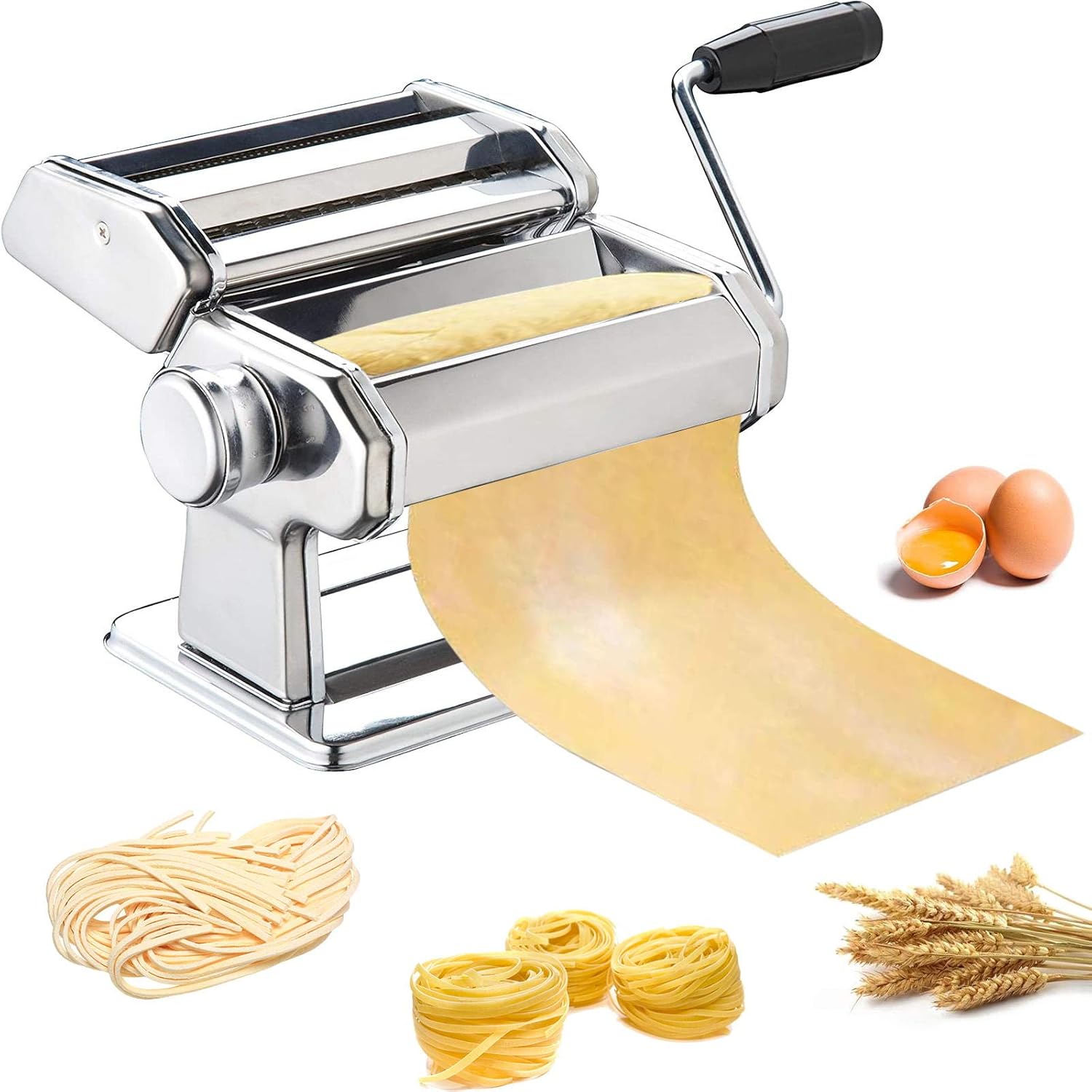 Pasta Maker, Stainless Steel Pasta Machine Manual Roller Pasta Maker ...