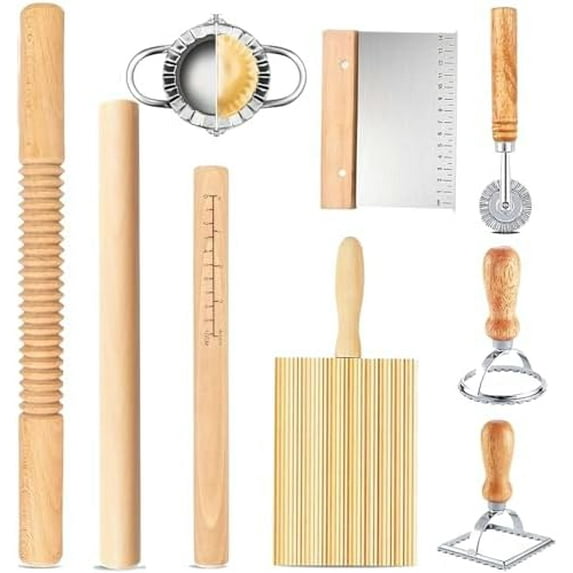 Pasta Making Tools,Wood Pasta Making Kit with 3 Rolling Pins,Gnocchi ...