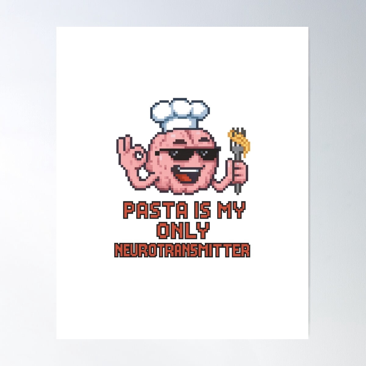Pasta Neurotransmitter Meme – Pixel Art Brain Poster Wall Art, Modern ...