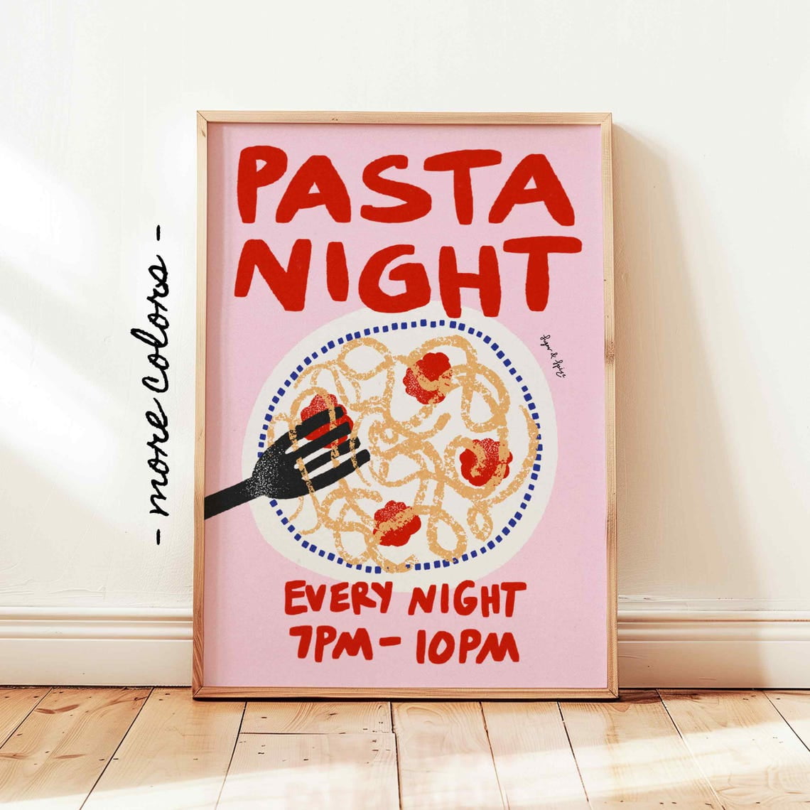 Pasta Night Print, Decor For Living Room Bedroom, 24x36 UNFRAMED ...