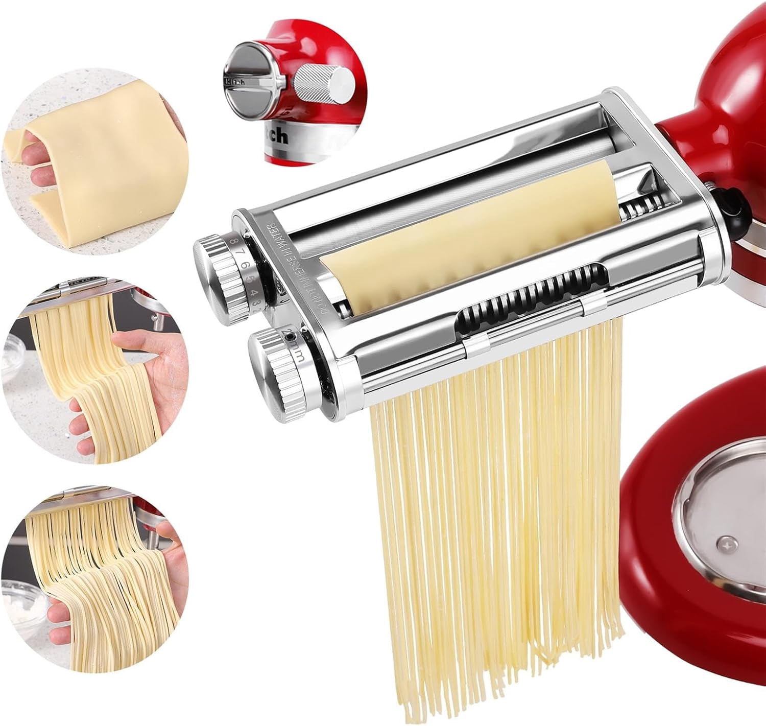 Pasta Noodle Maker Attachment Set for Mixers Plus Hub Knob Screw ...