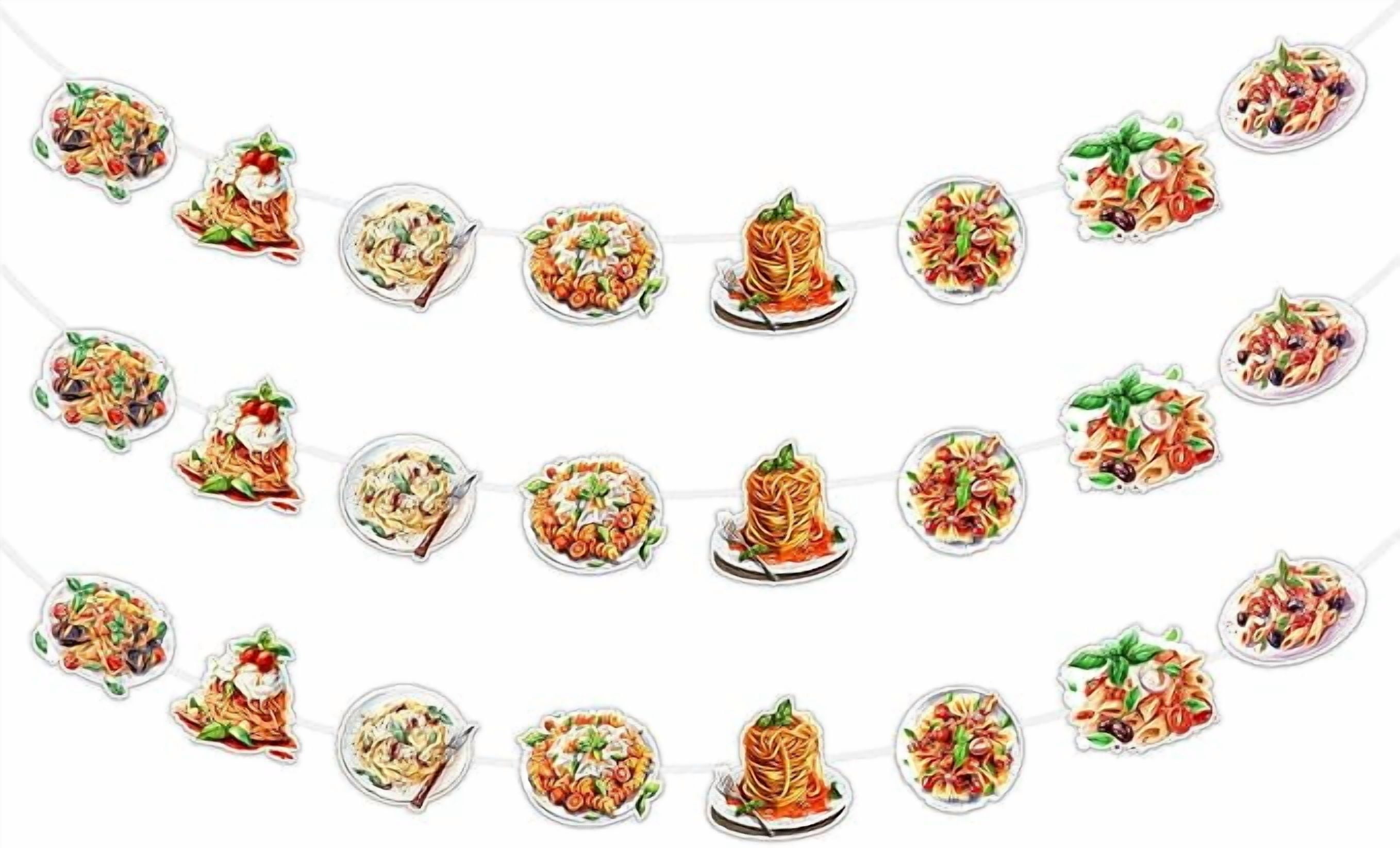 Pasta Party Decorations, 3pcs Pasta Banner Garland Spaghetti Garland ...