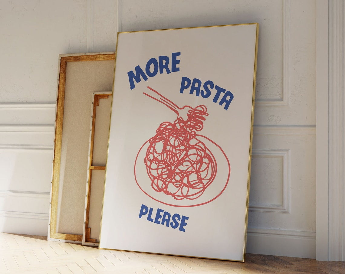 More Pasta Please Pasta Poster Food Print Modern Kitchen Decor ...