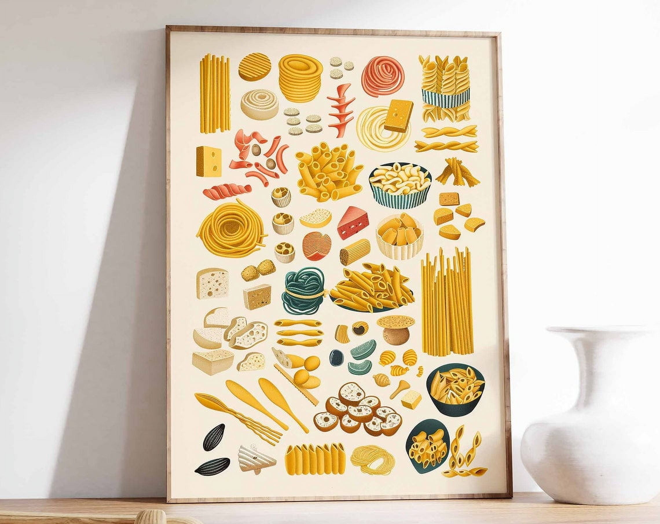 Pasta Poster, Pasta Art, Italian Food Print, Kitchen Decor, Kitchen ...