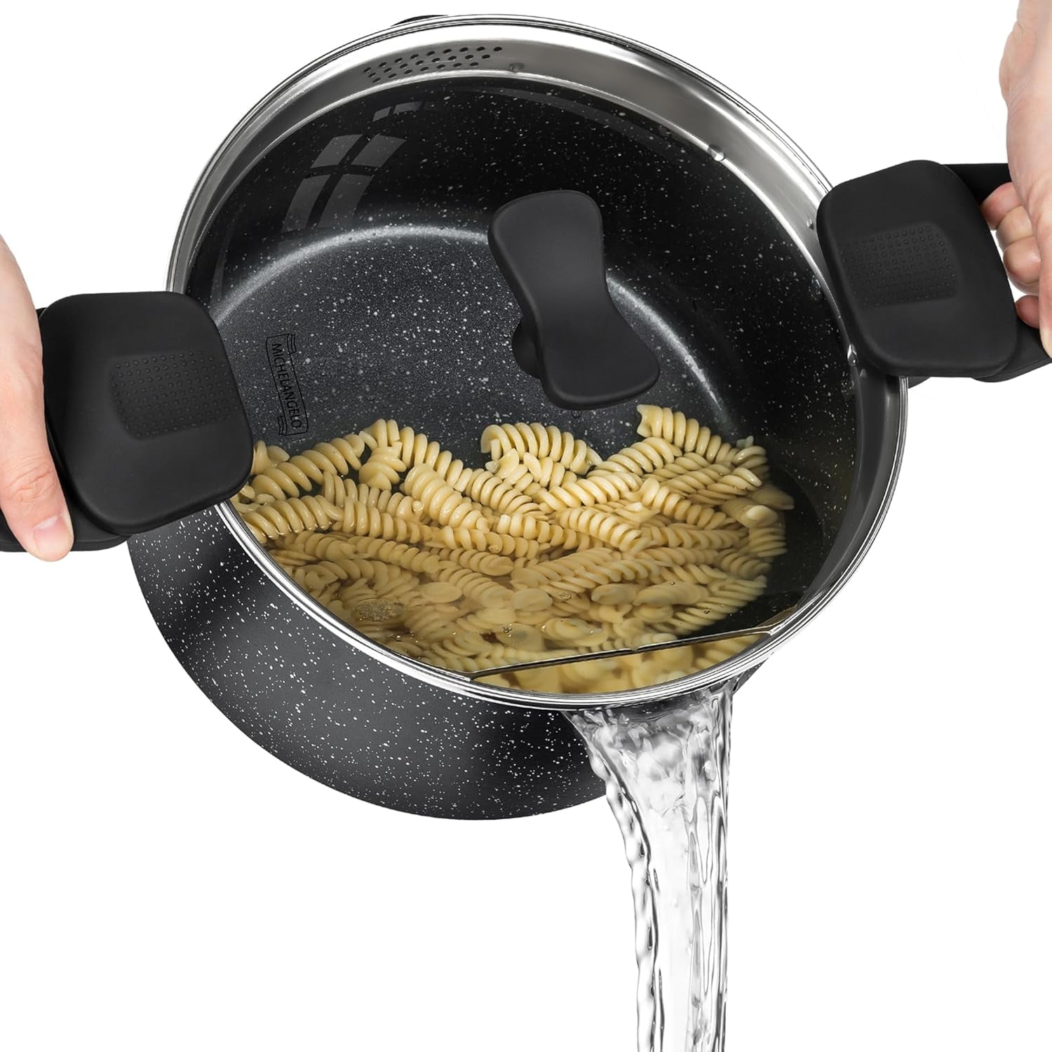 Pasta Pot with Strainer Lid, 6 Quart Cooking Pot with Twist and Lock ...