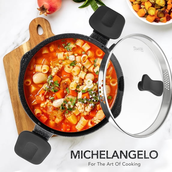 Pasta Pot with Strainer Lid, 6 Quart Cooking Pot with Twist and Lock ...
