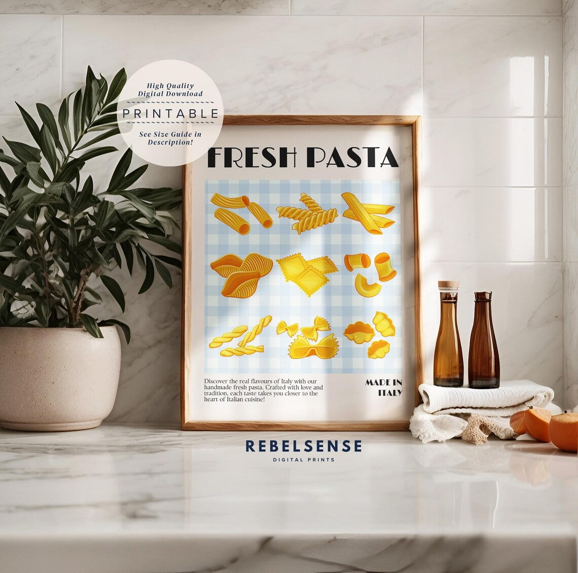 Pasta Print, Italian Food Kitchen Wall Decor, Food Art Print, Cooking ...