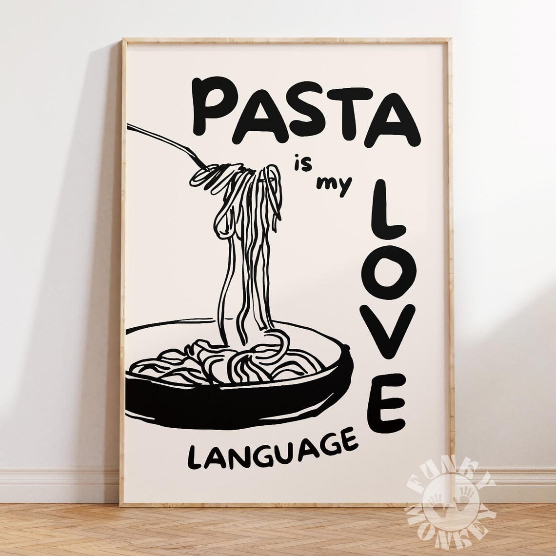 Pasta Print, Spaghetti Art Pasta Is My Love Language Kitchen Wall Art ...