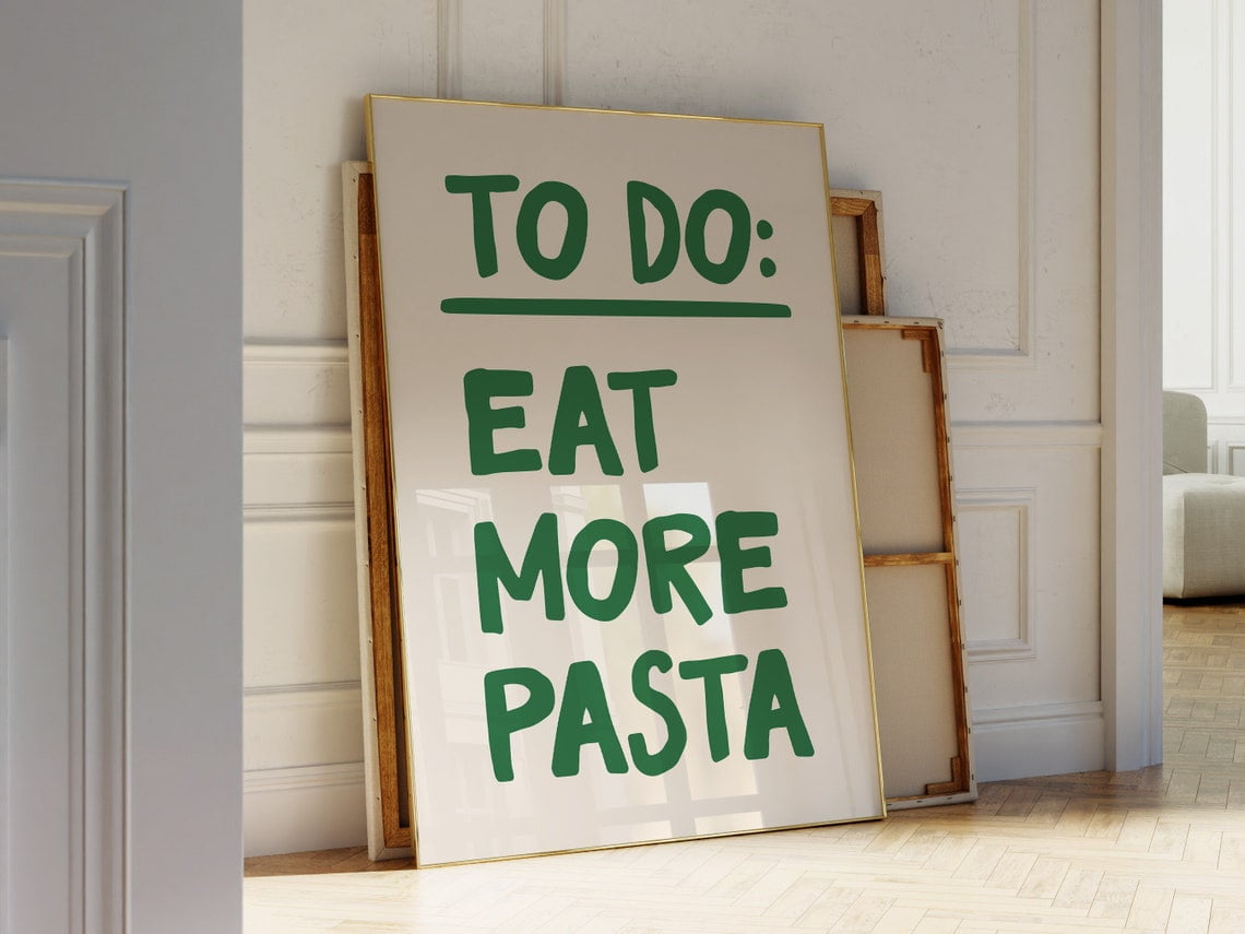 Pasta Quote Art Print, Retro Kitchen Wall Decor Home Decor #1537 ...