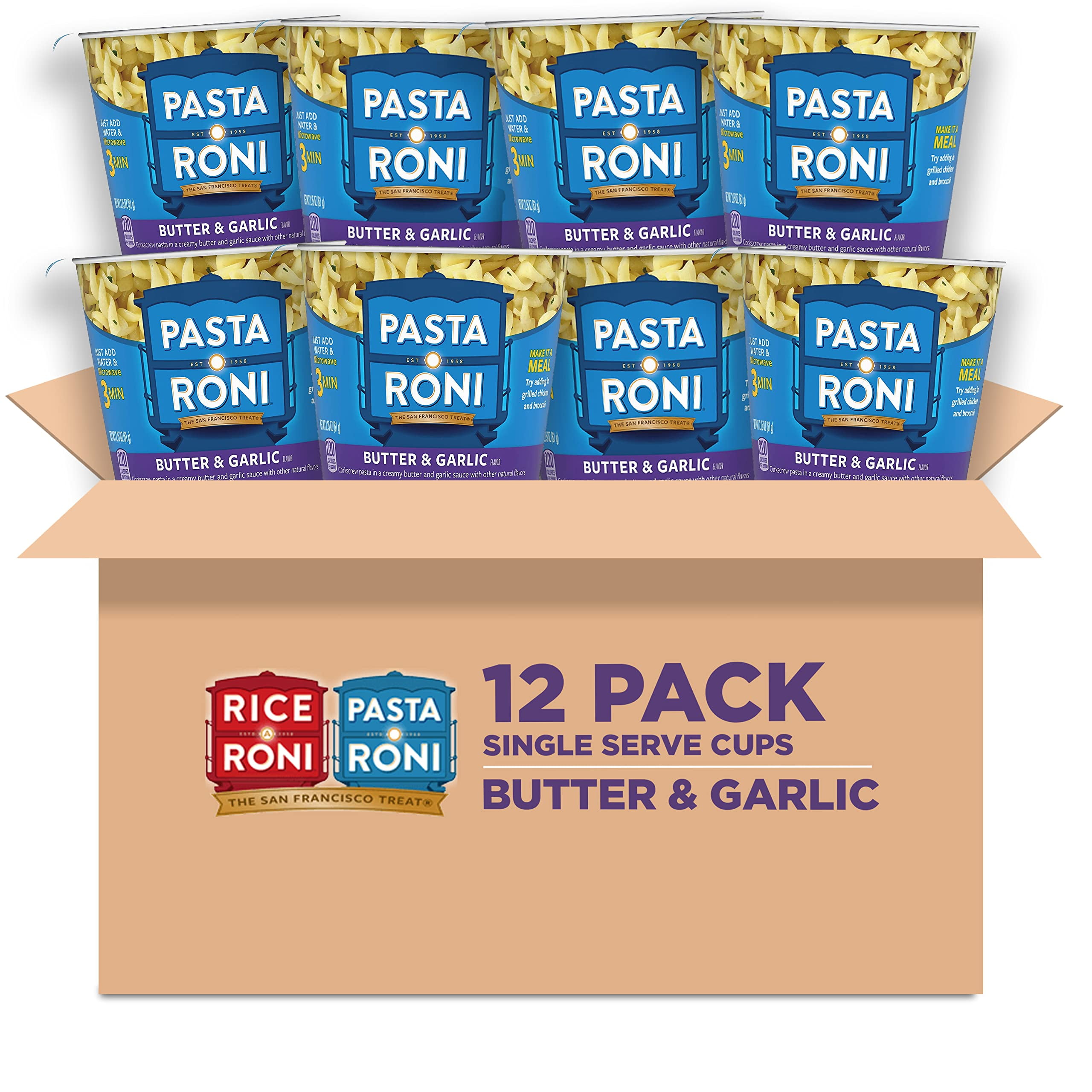 Pasta Roni Cups Mix, OIF8 Butter & Garlic Pasta, 2.15 Oz (Pack of 12 ...