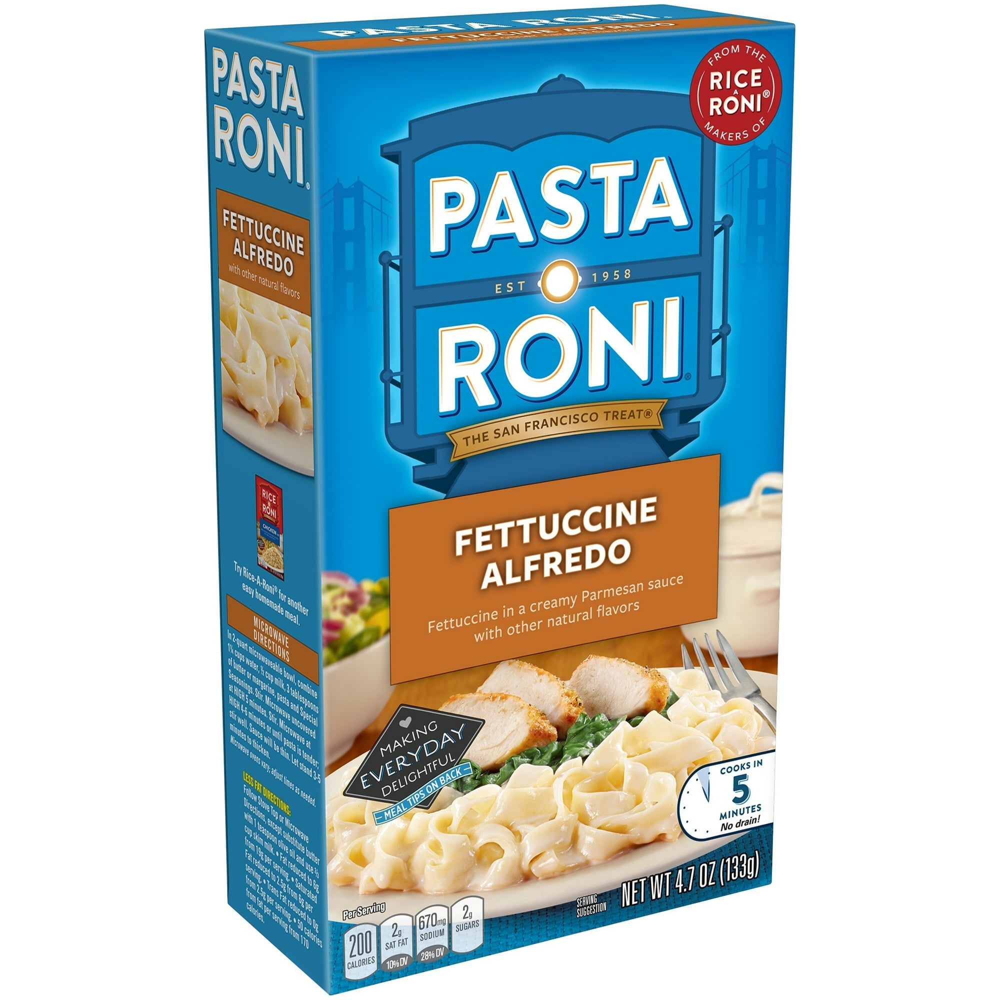 Pasta Roni Fettuccine Alfredo Pasta, Creamy Parmesan Sauce, 4.7 oz Box ...