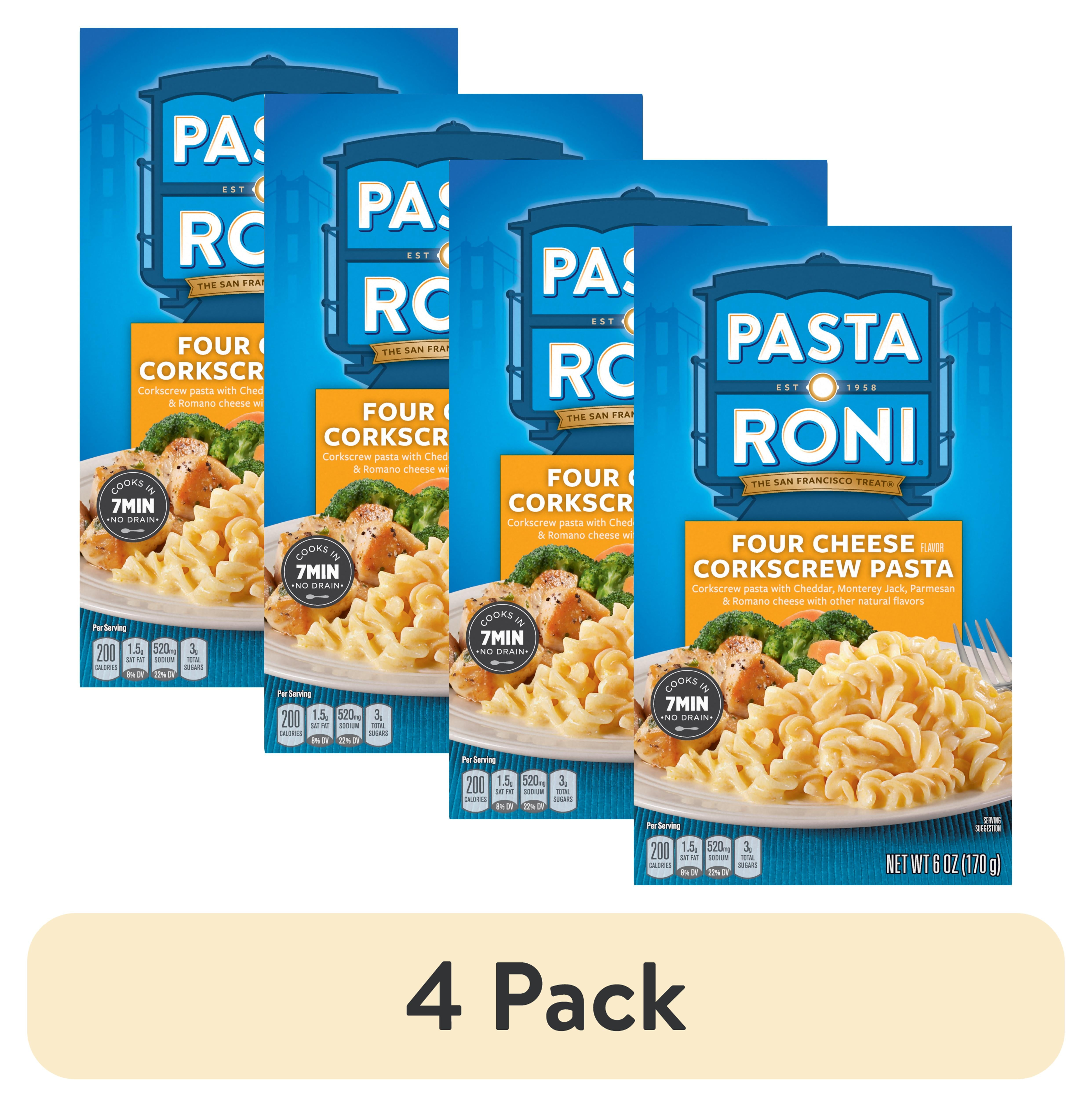 (4 pack) Pasta Roni Four Cheese Corkscrew Pasta, 6 oz Box - Walmart.com