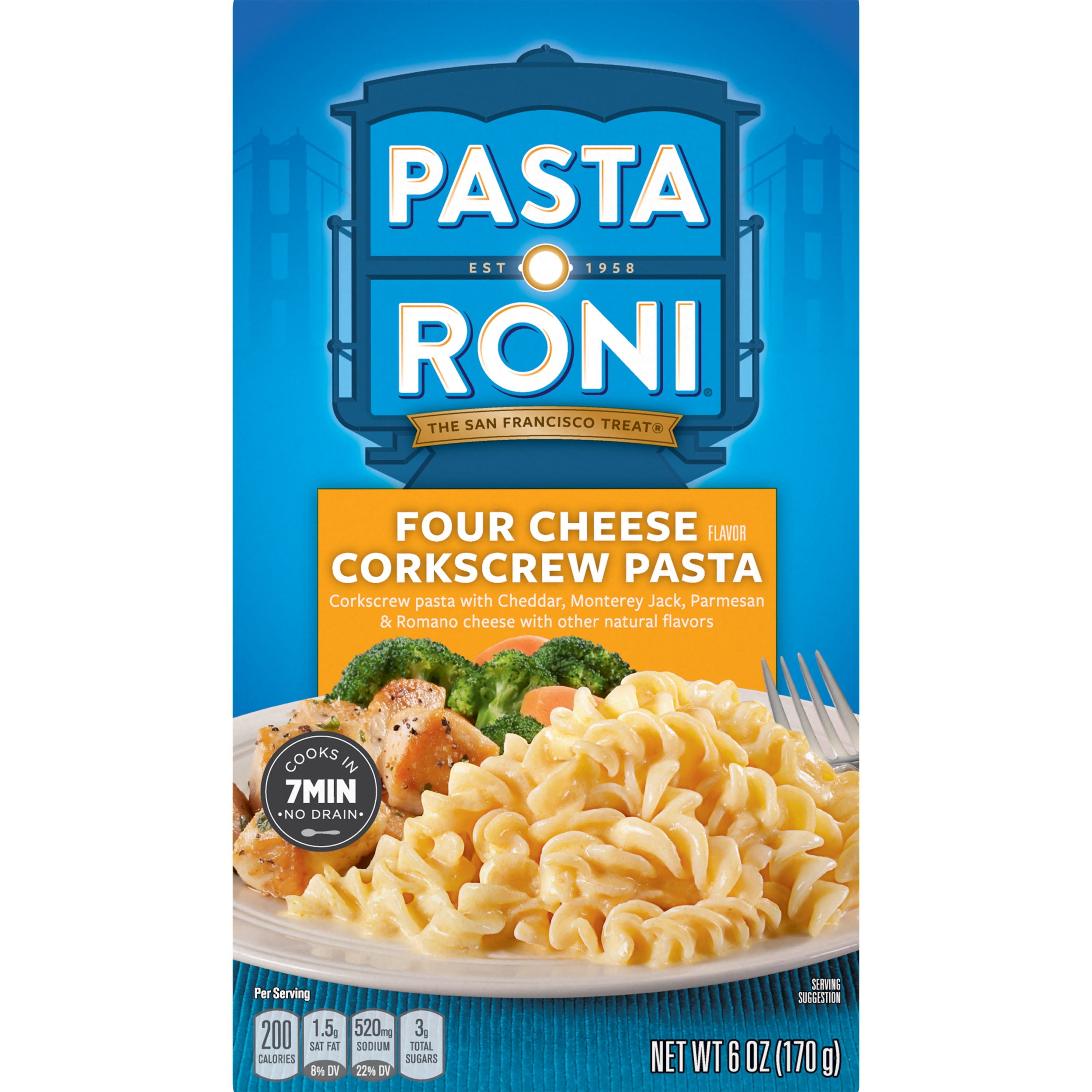 Pasta Roni Four Cheese Corkscrew Pasta, 6 oz Box - Walmart.com