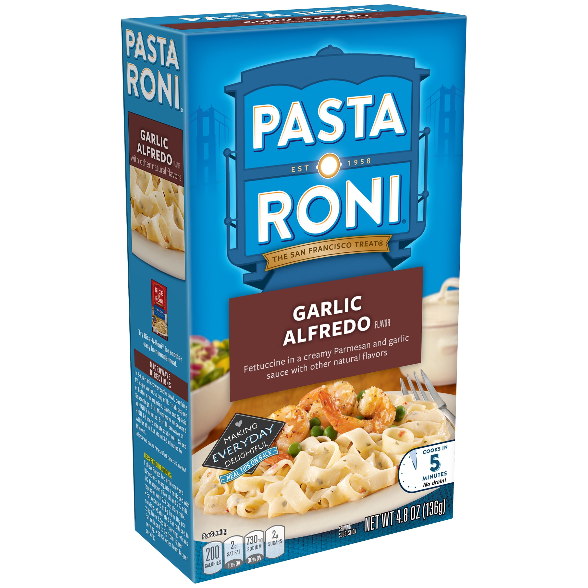 Pasta Roni Garlic Alfredo Fettuccine, 4.8 oz Box - Walmart.com