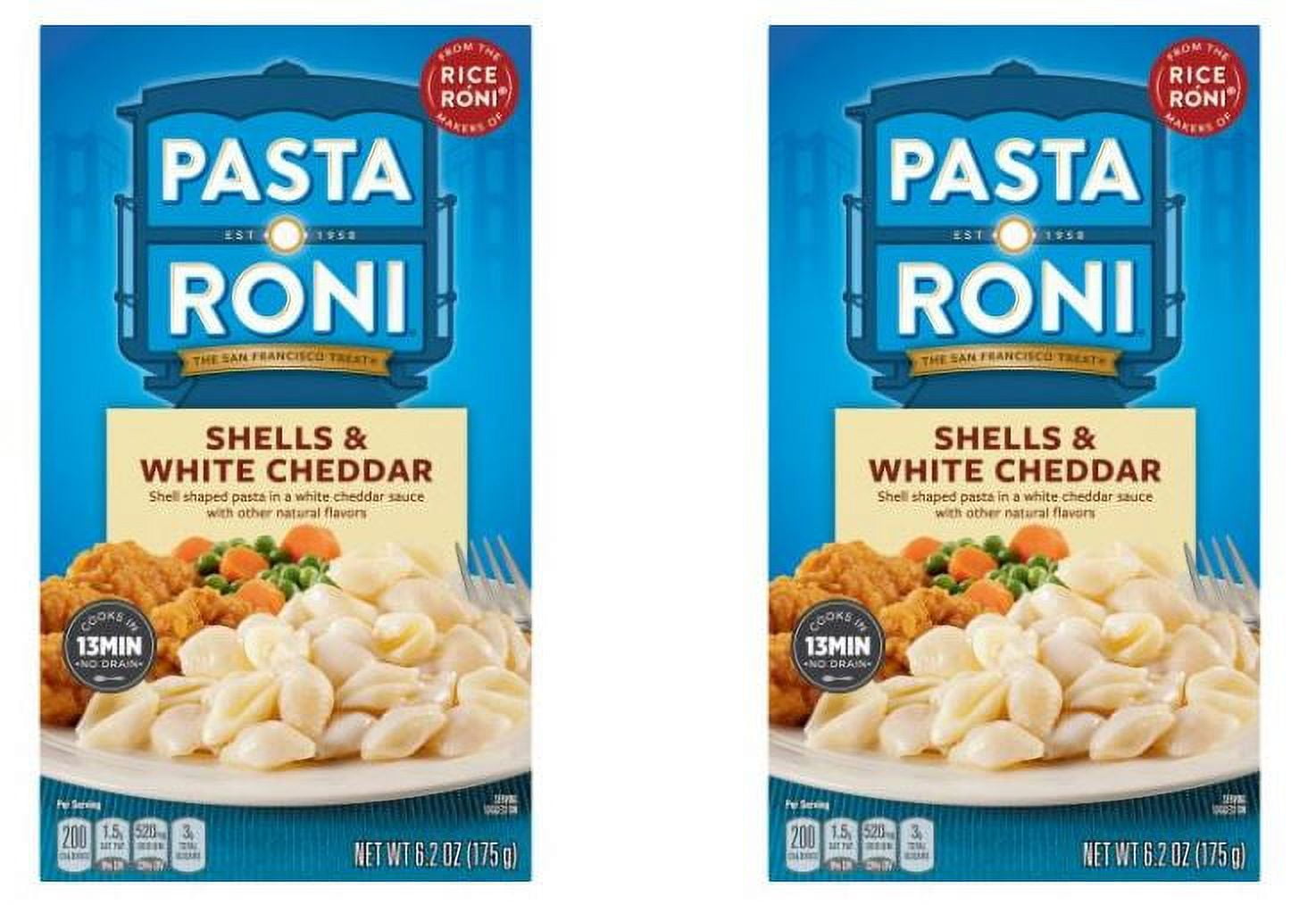 Pasta Roni Shells & White Cheddar, 6.2 oz Box, Pack of 2, Bundled with ...