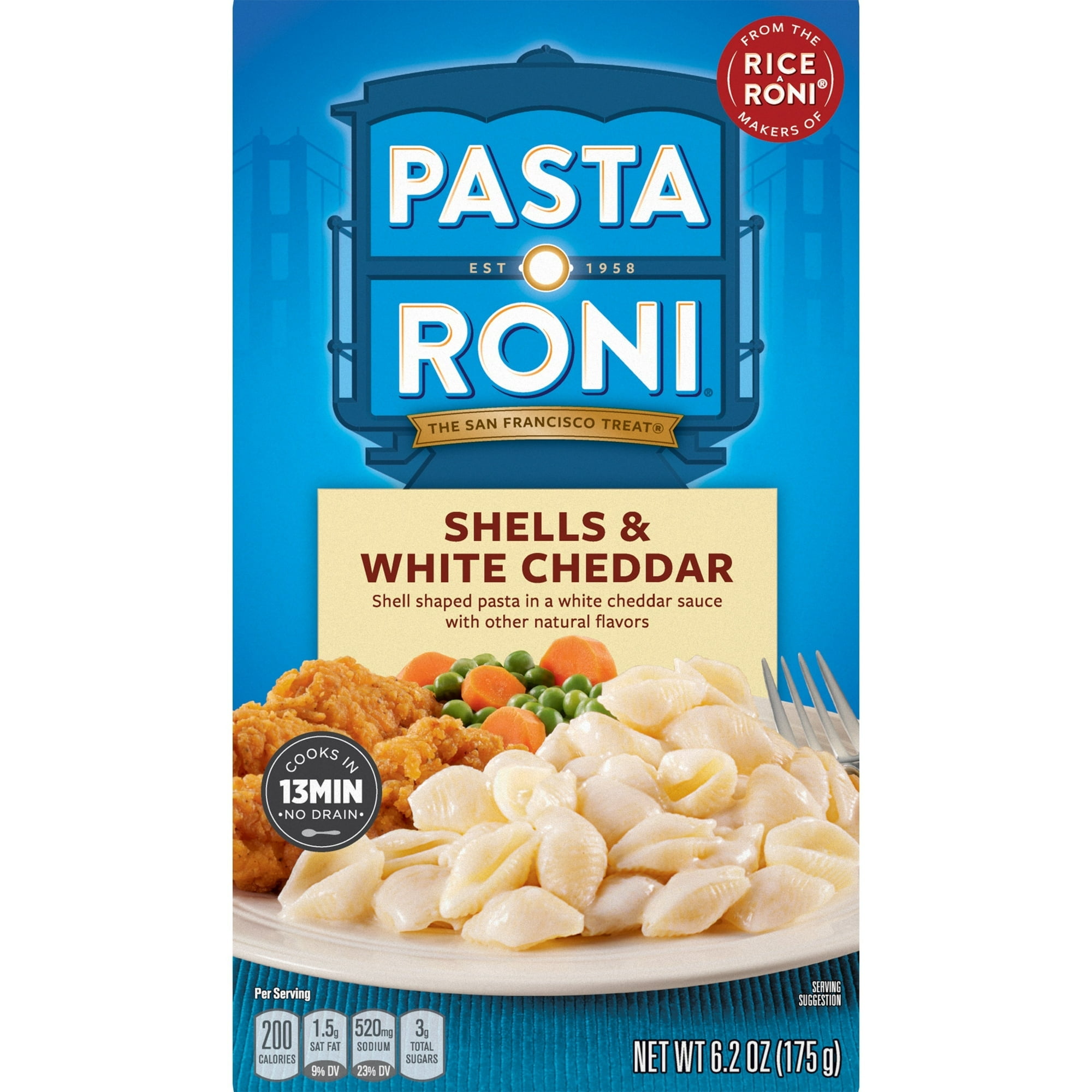Pasta Roni Shells & White Cheddar, 6.2 oz Box - Walmart.com