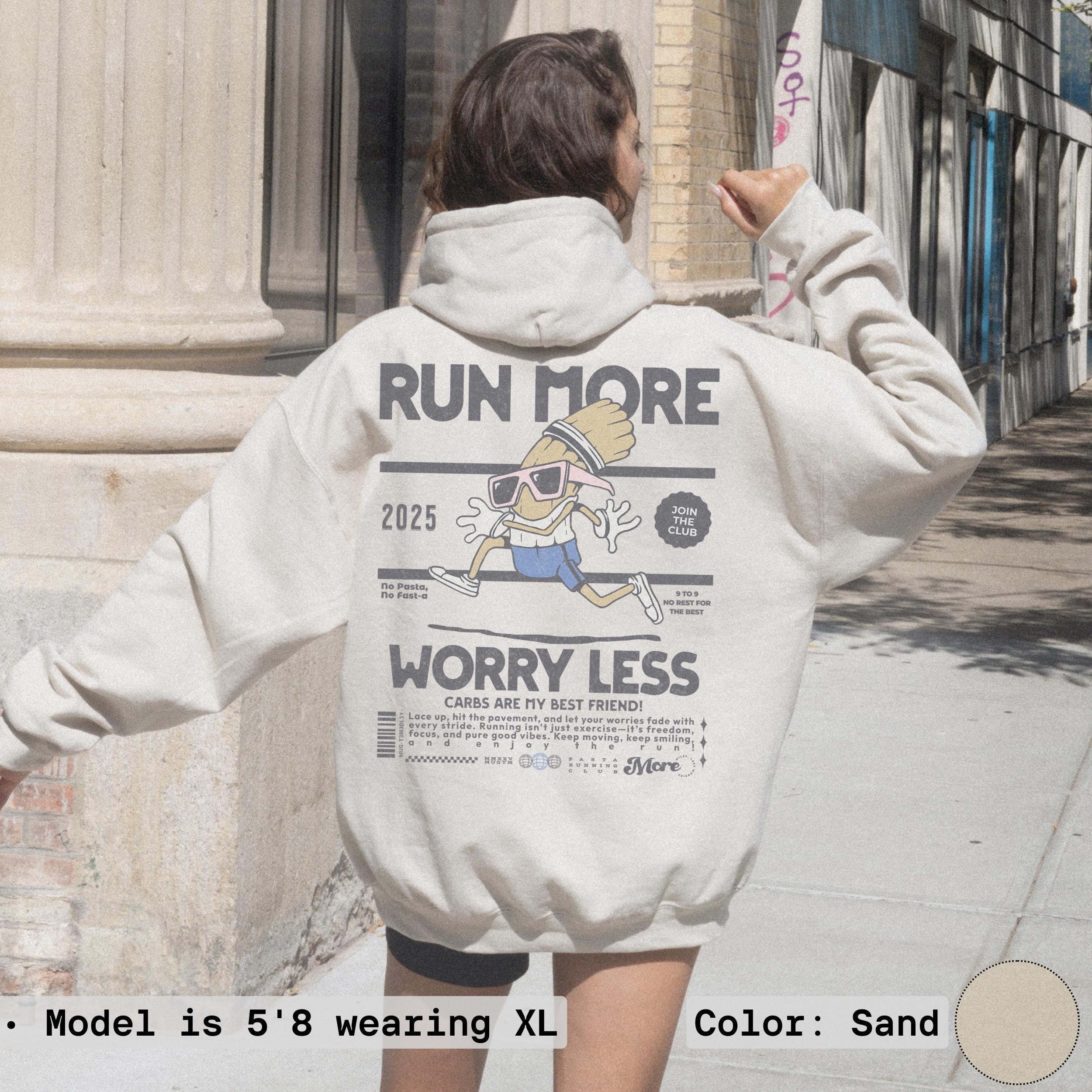 Pasta Running Club – Hand-Drawn, Retro T-Shirt, Funny Food Motivational ...