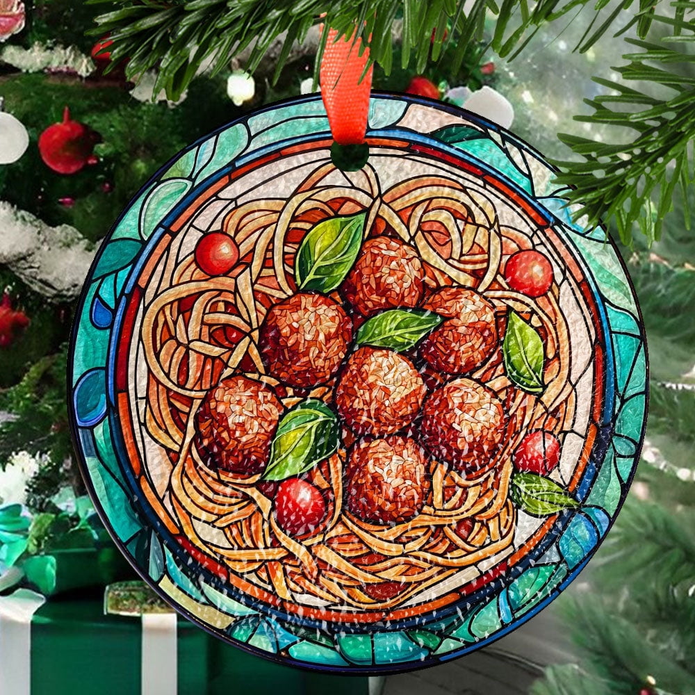 Pasta Stained Glass Italian Food Sun Catcher Spaghetti Meatball Lover ...