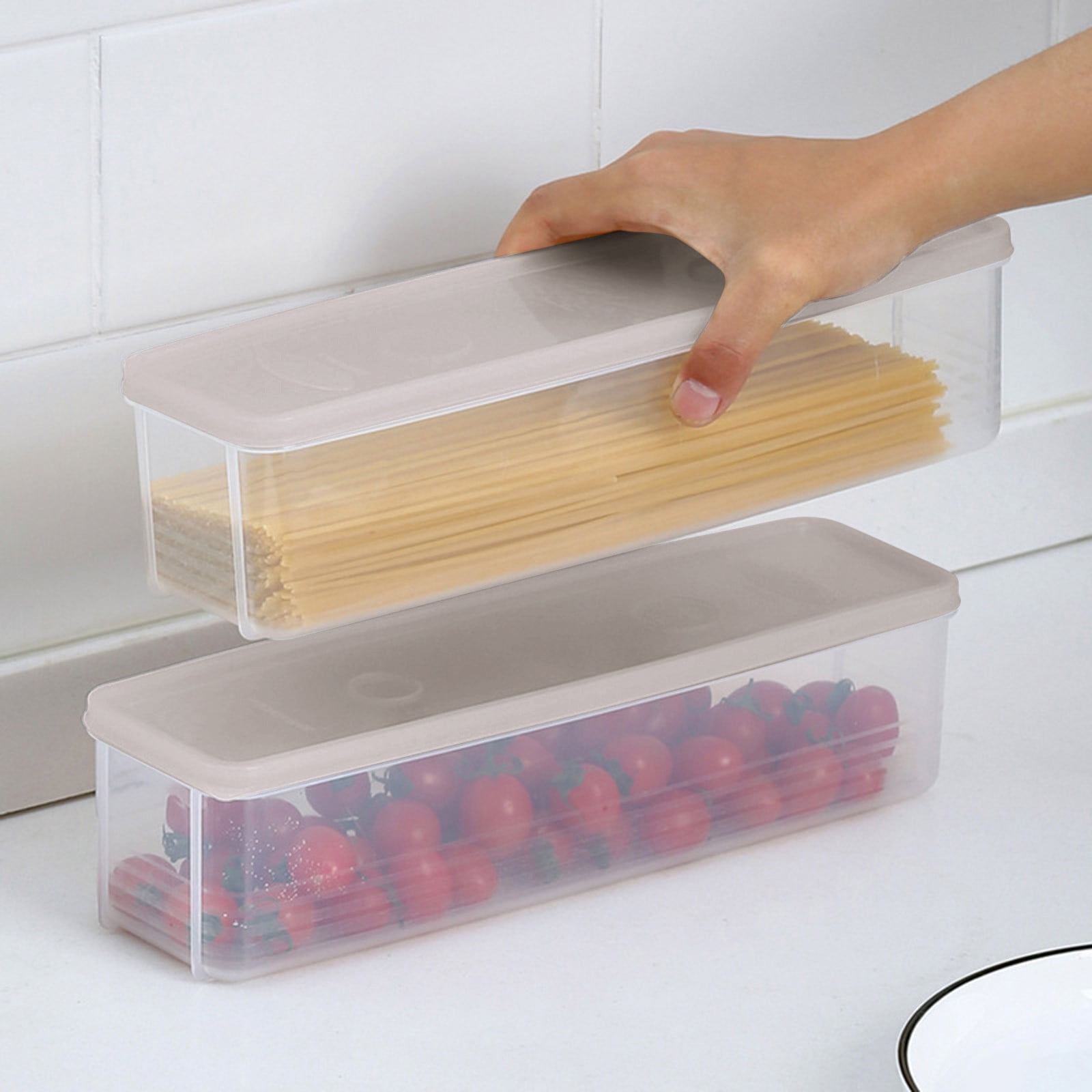 Pasta Storage Containers with Lid, Airtight Spaghetti Noodle Holder ...