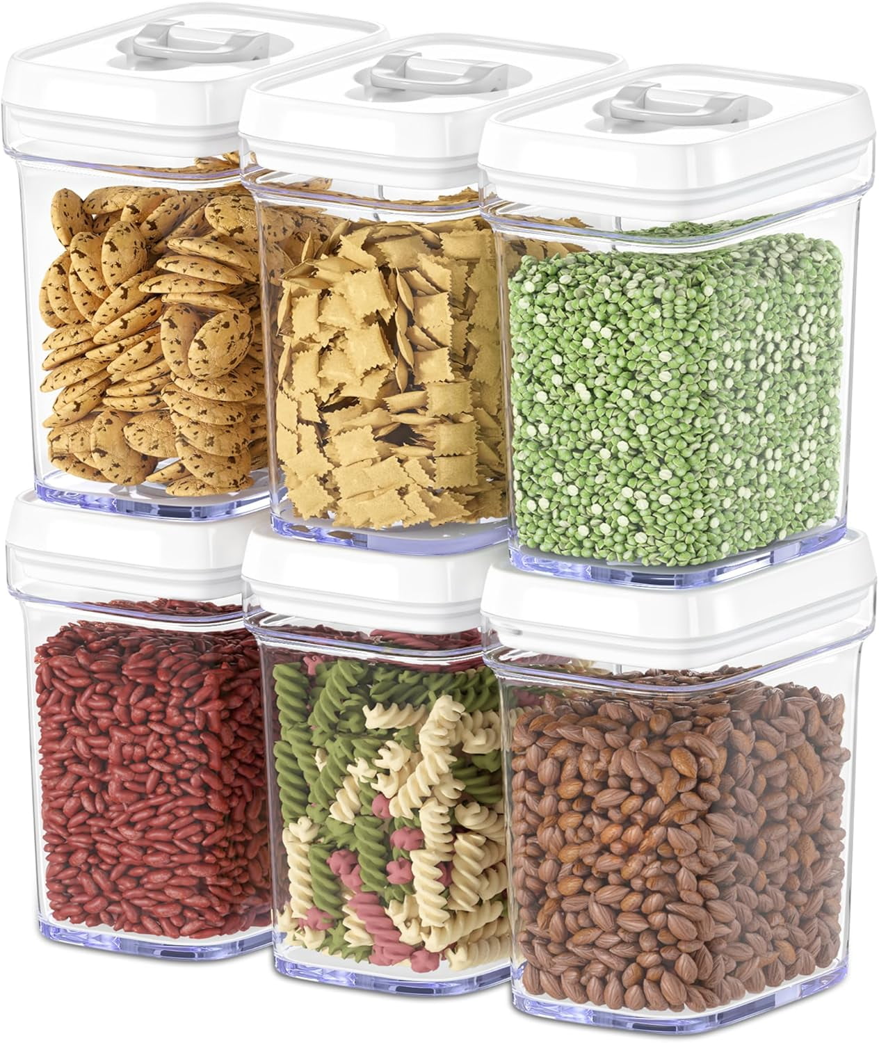 Pasta Storage Containers for Pantry - White Airtight Spaghetti ...
