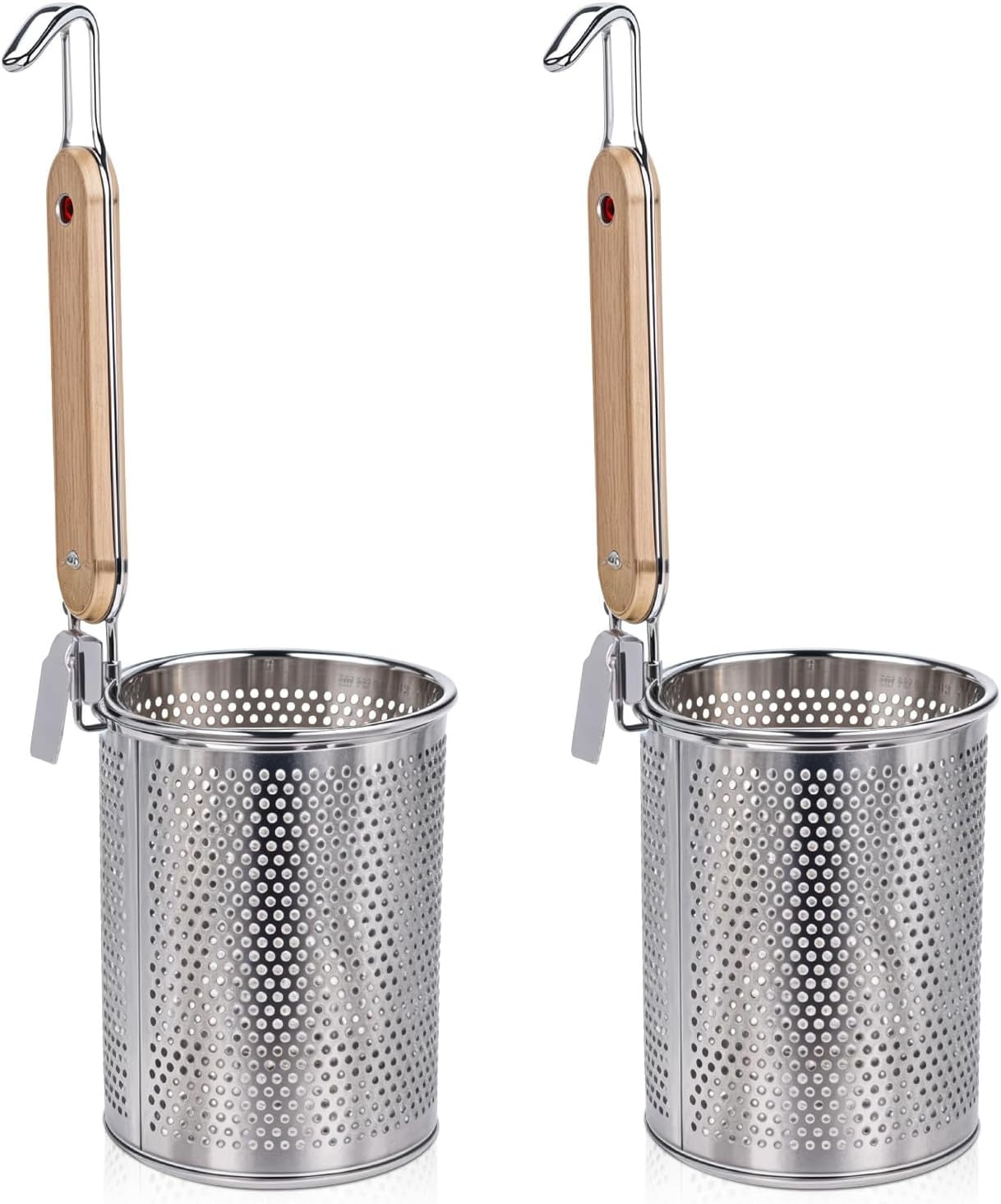 Pasta Strainer, 2 Pack Stainless Steel Food Strainer Noodle Basket with ...