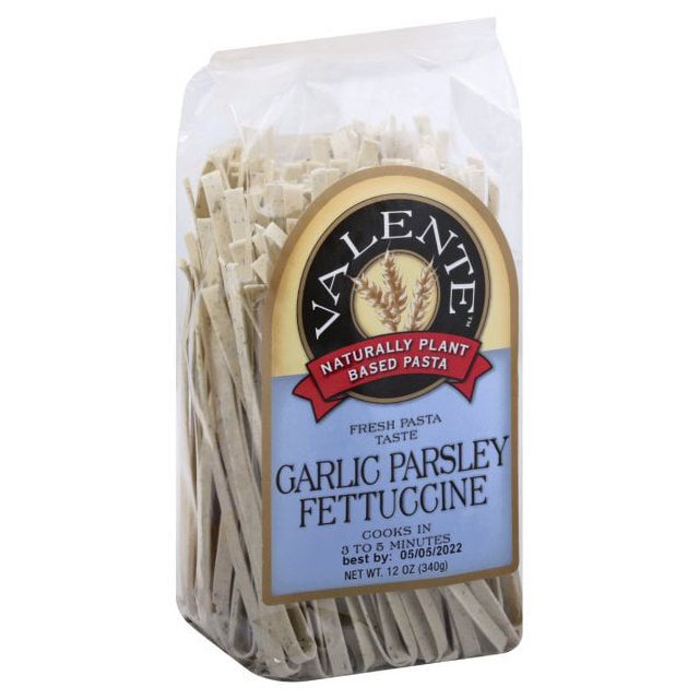 Pasta Valente All Natural Plant Based Garlic ParsleyFettuccine Pasta ...