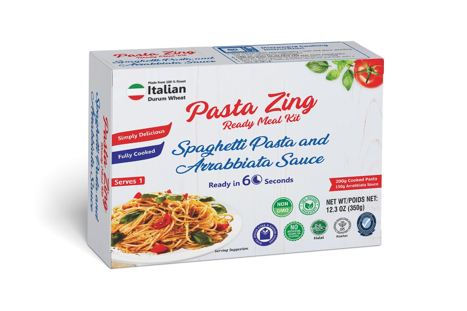 Pasta Zing Ready Meal Box Spaghetti Pasta and Arrabbiata Sauce 12.3 oz ...
