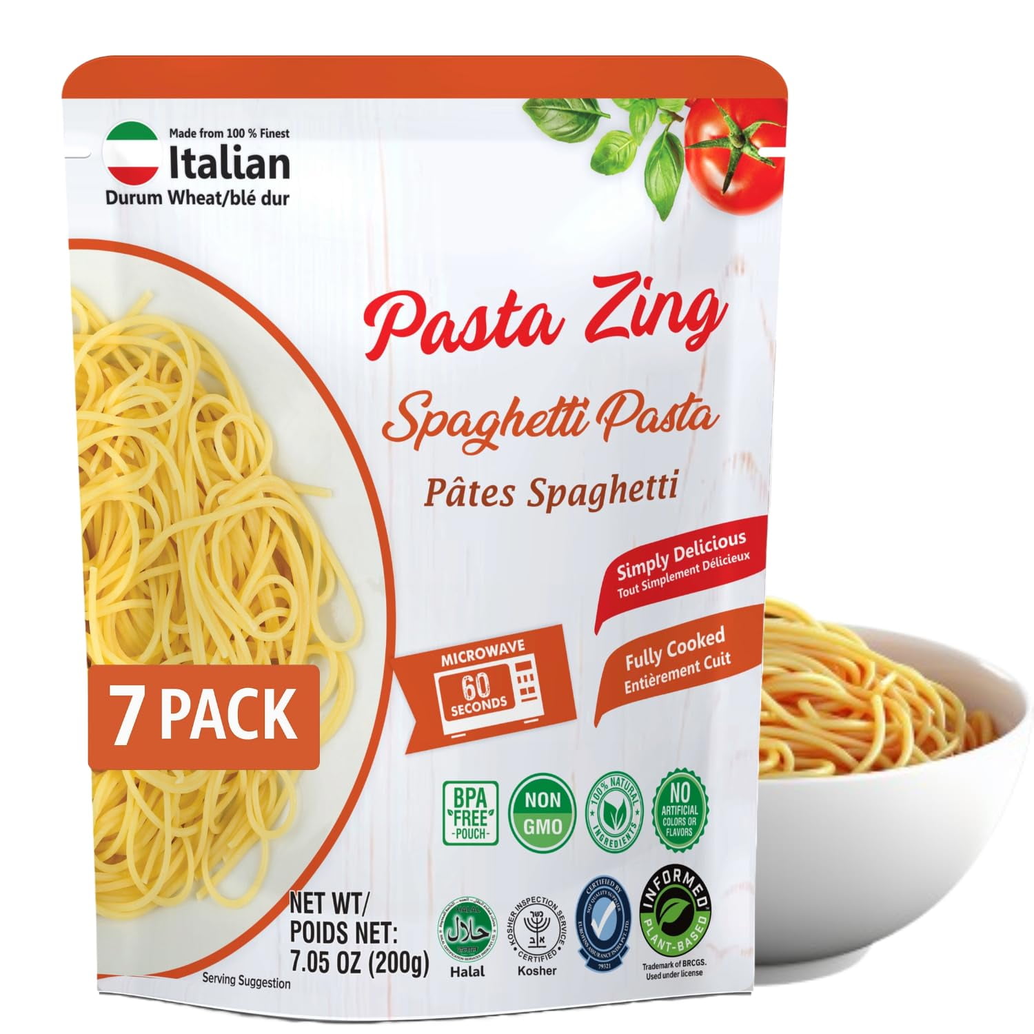 Pasta Zing Spaghetti Pasta Made with AIS1 Italian Durum Wheat | Ready to Eat Meals in 60 seconds ...