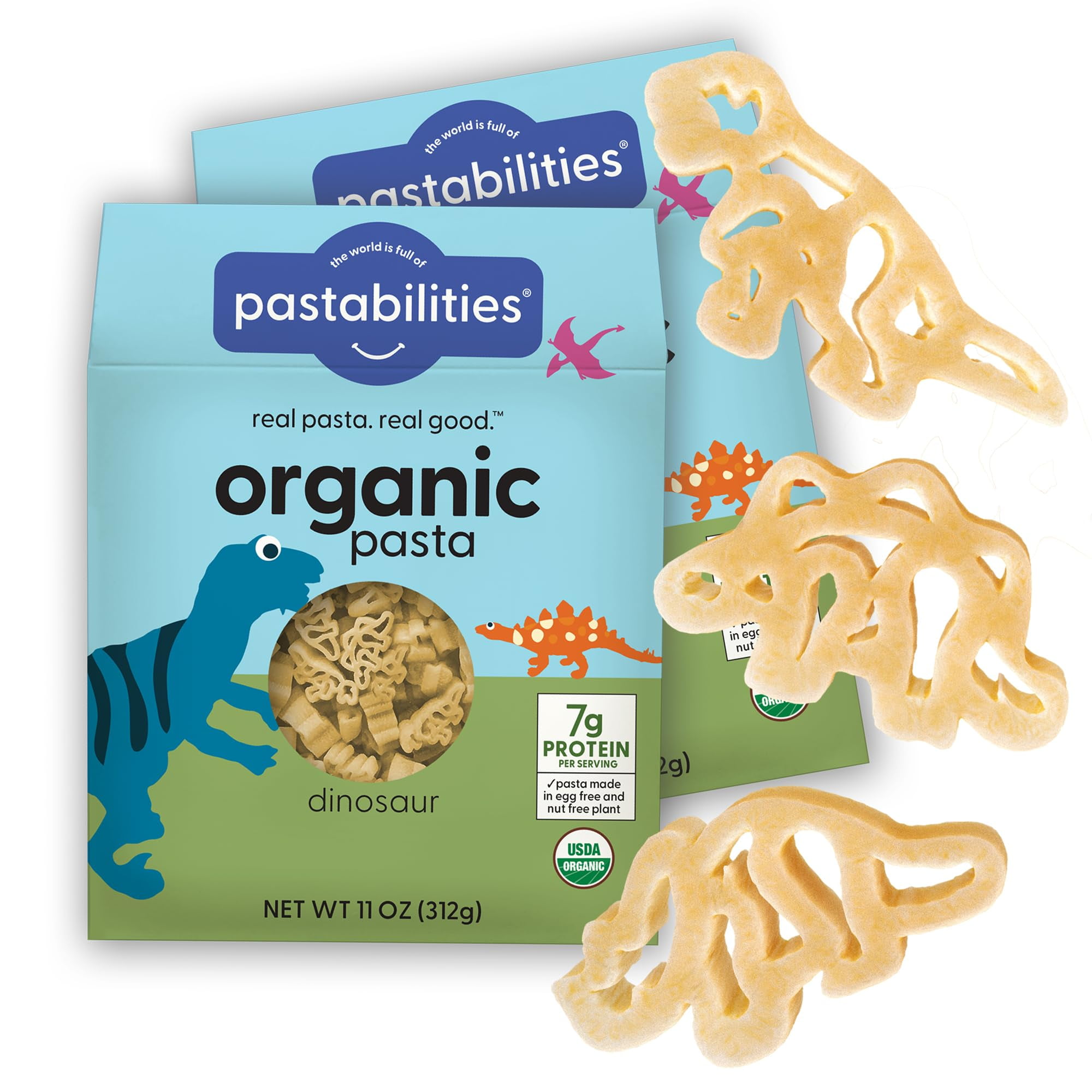 Pastabilities Organic Pasta AJH3 for Kids - Dinosaur Pasta - Fun Bite-size, Family Size - Serves ...
