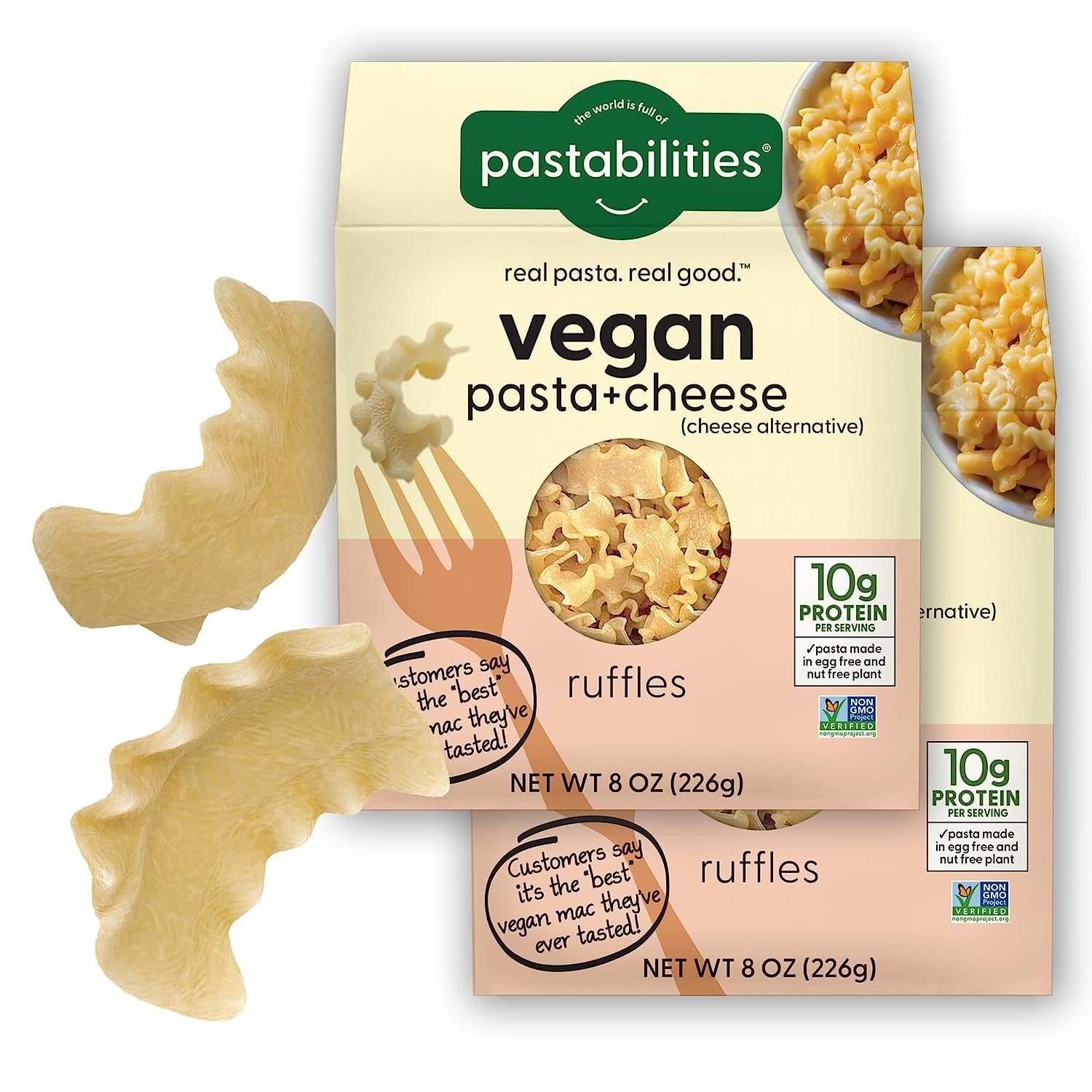 Pastabilities, Vegan Ruffles, Mac and Cheese 8 Ounce Boxes, Pack of 2 ...