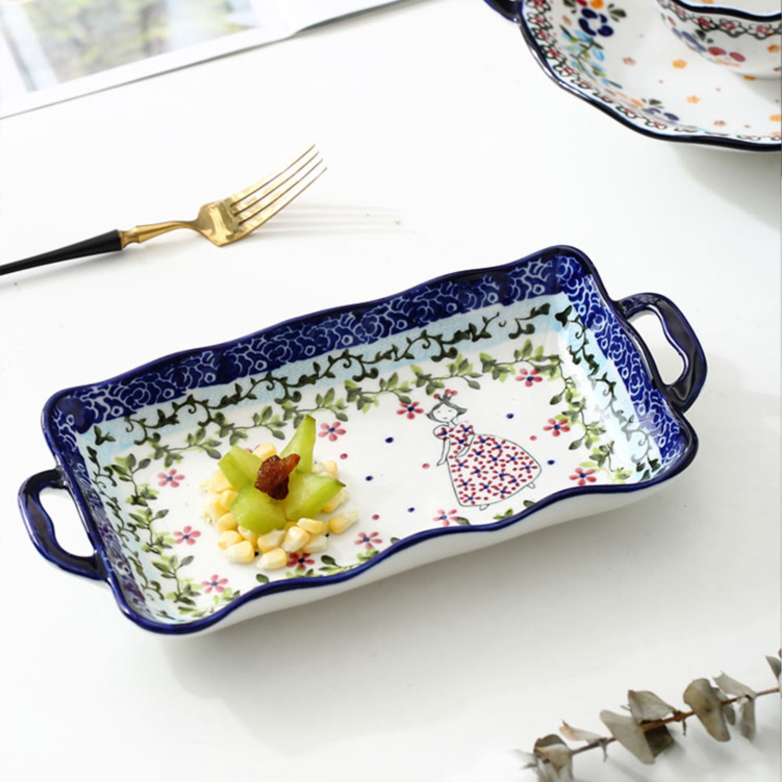 Pastaral Style Lasagne Pan With Handles, Ceramic Baking Dishes Baking ...